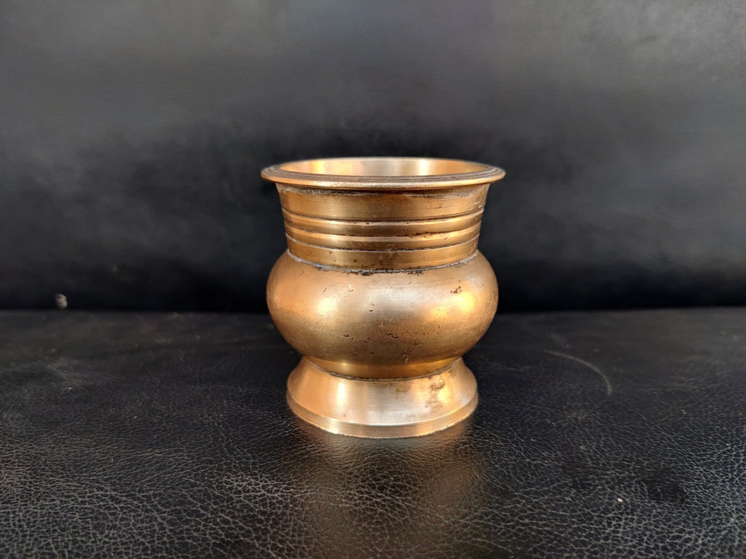 Antique Brass Ghee Vessel | Vintage Oil Utensil | Unique Shaped Utensil ...