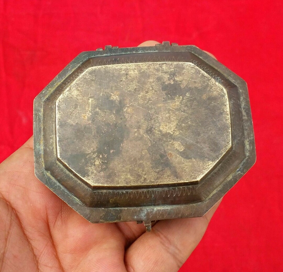 Vintage Brass Octagonal Jewellery Box|brass Pill Box|vintage Hand ...