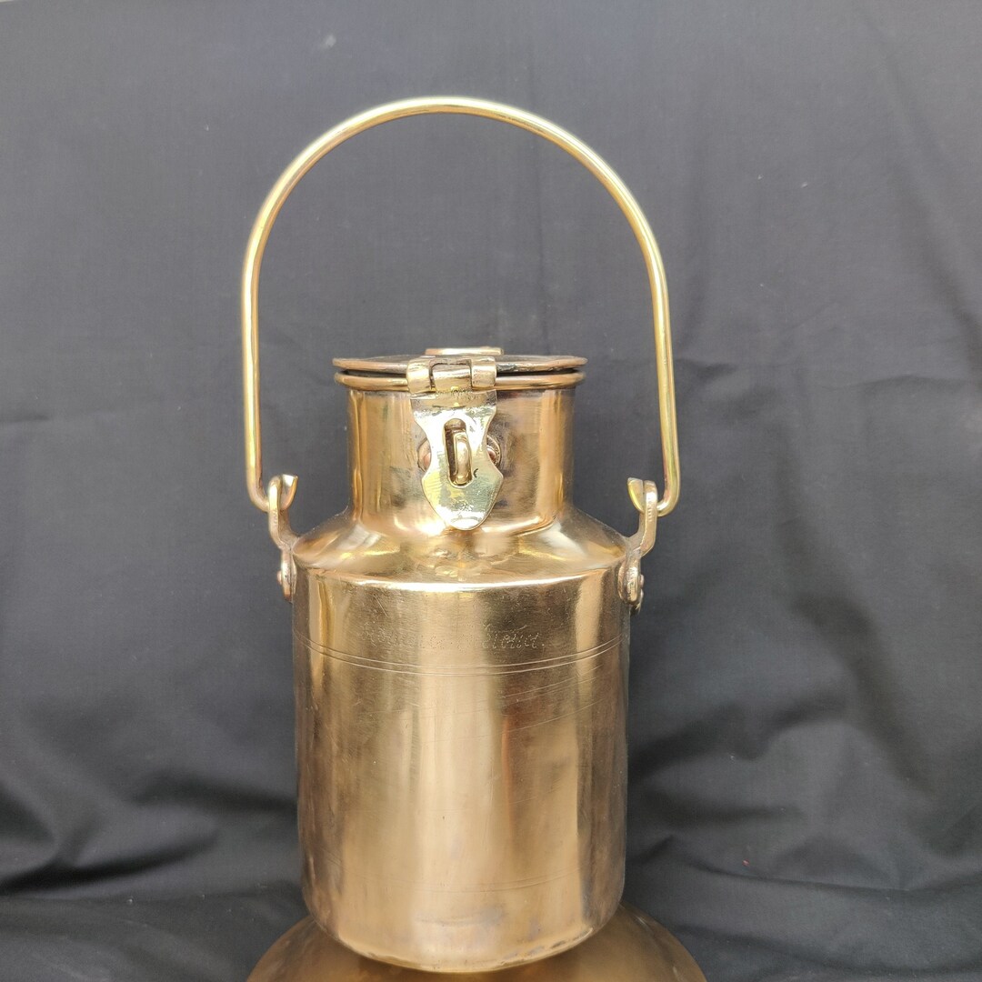 Antique Brass Handcrafted Unique Shape Oil Can/ghee Canister/milk ...