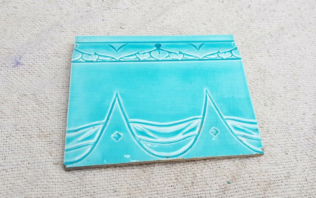 Vintage Architecture Tile Blue Shade Sea & Mountain Design Tile , Japan ...