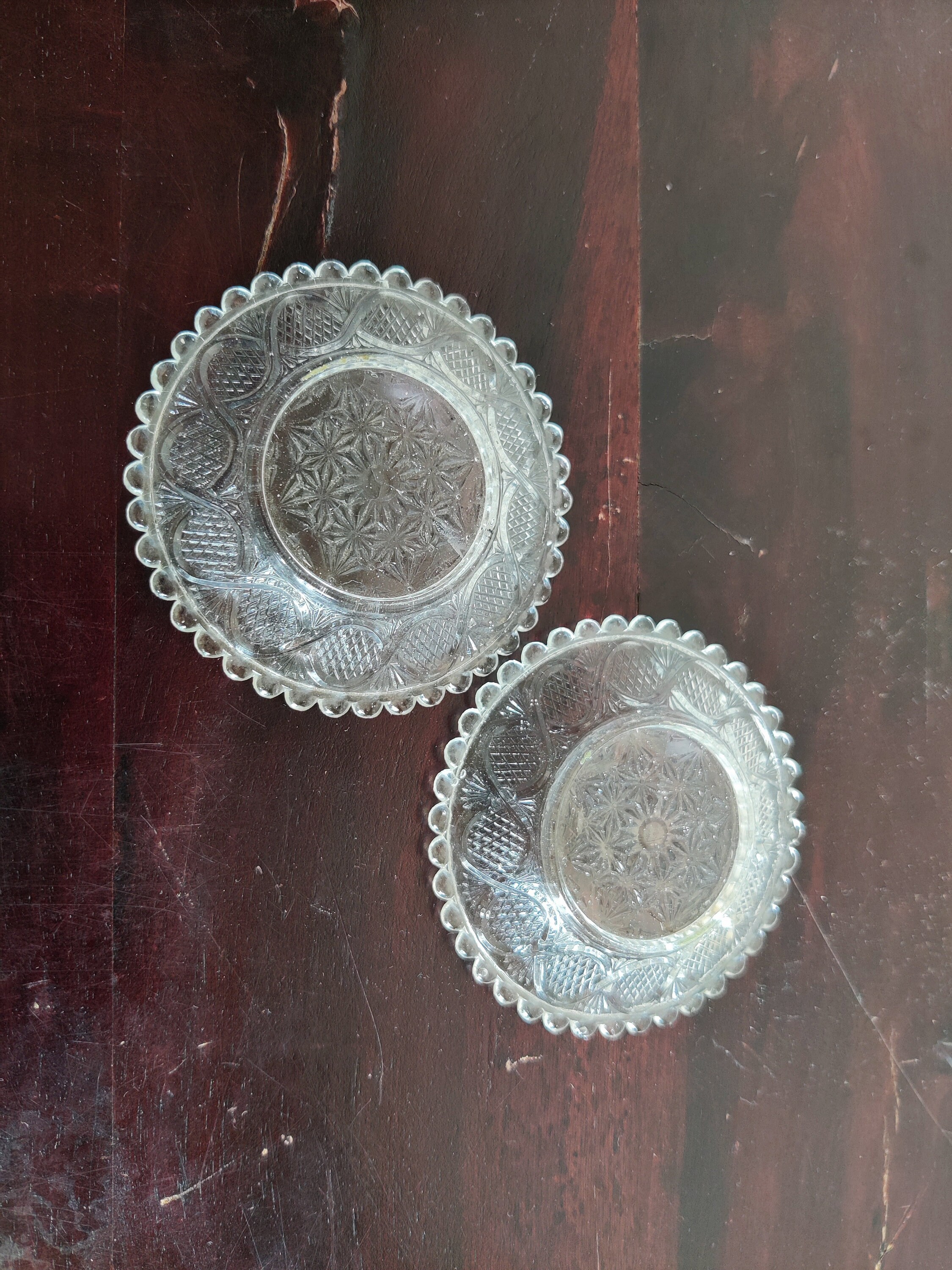 Antique Glass Dessert Plate Set of 2 Depression Clear Glass Plate ...