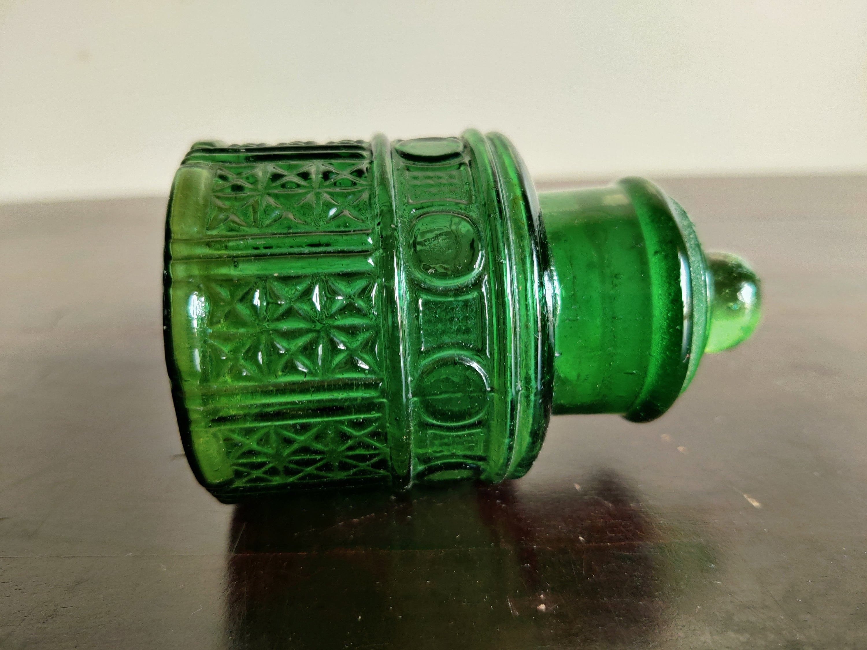 1940s Vintage Green Glass Candy Dish Jar With Lid Antique Glass Cookie ...