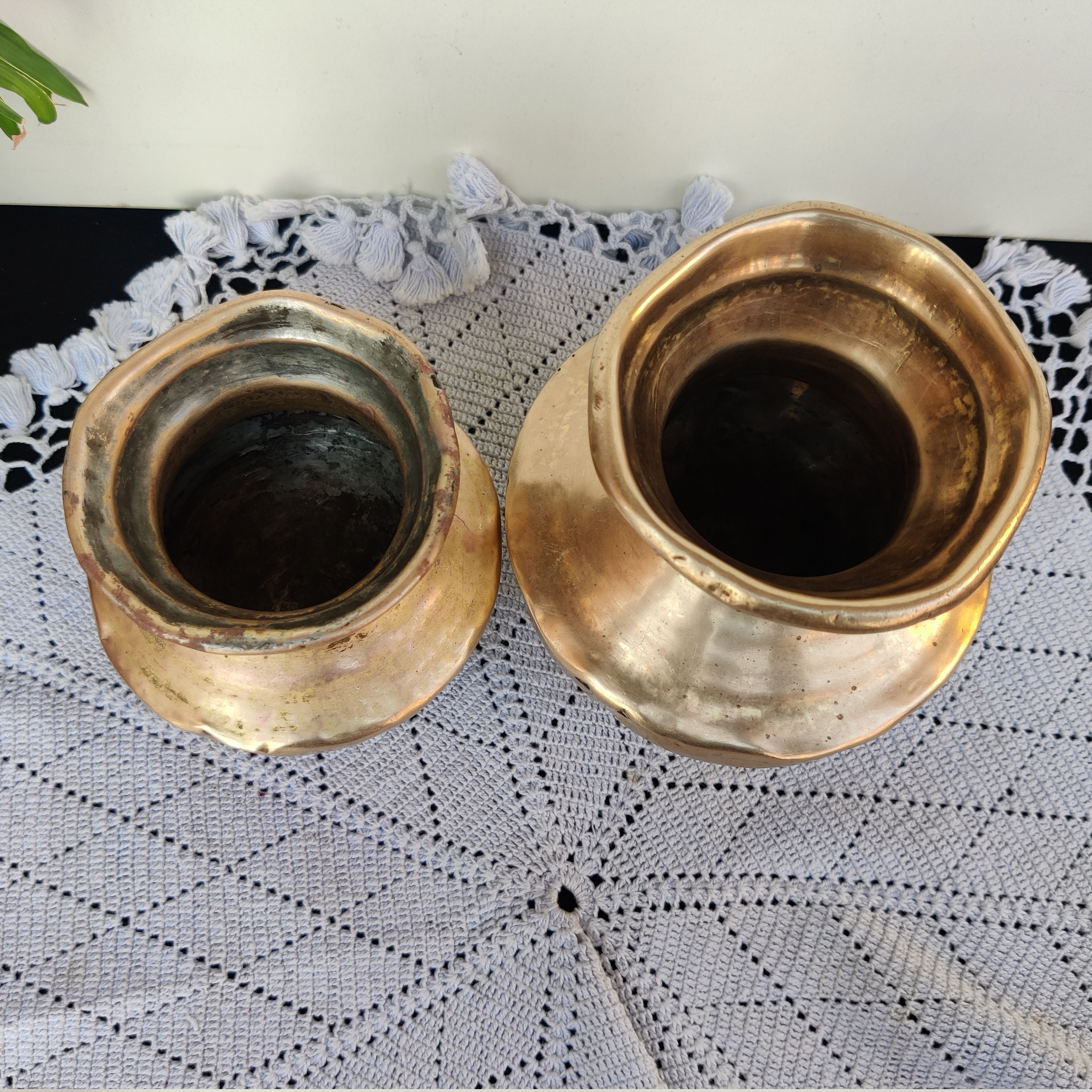 Antique Brass Oil and Ghee Vessel Set | Unique Shaped Serving Utensils ...