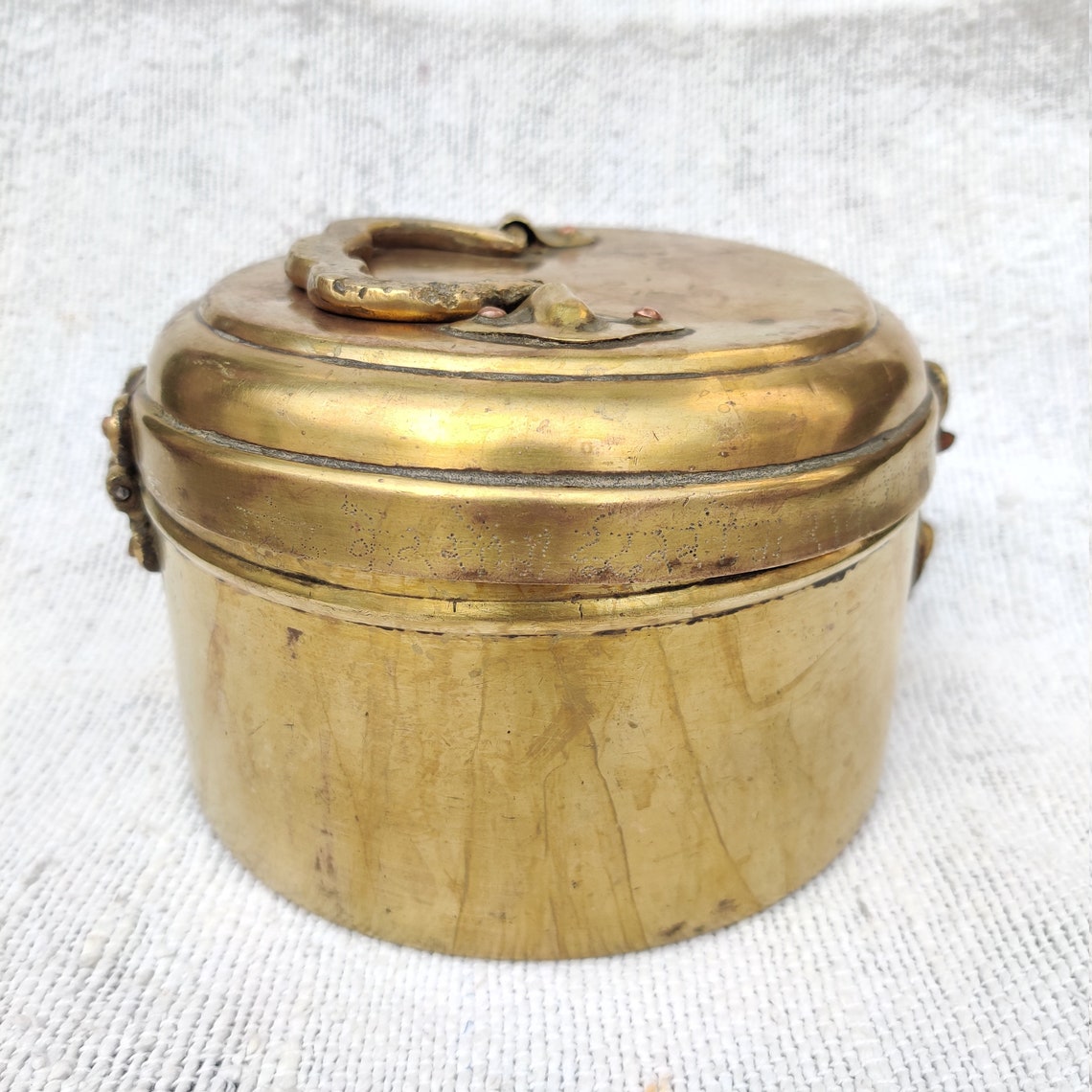 Antique Brass Storage Containersolid Snacks Canistervintage - Etsy