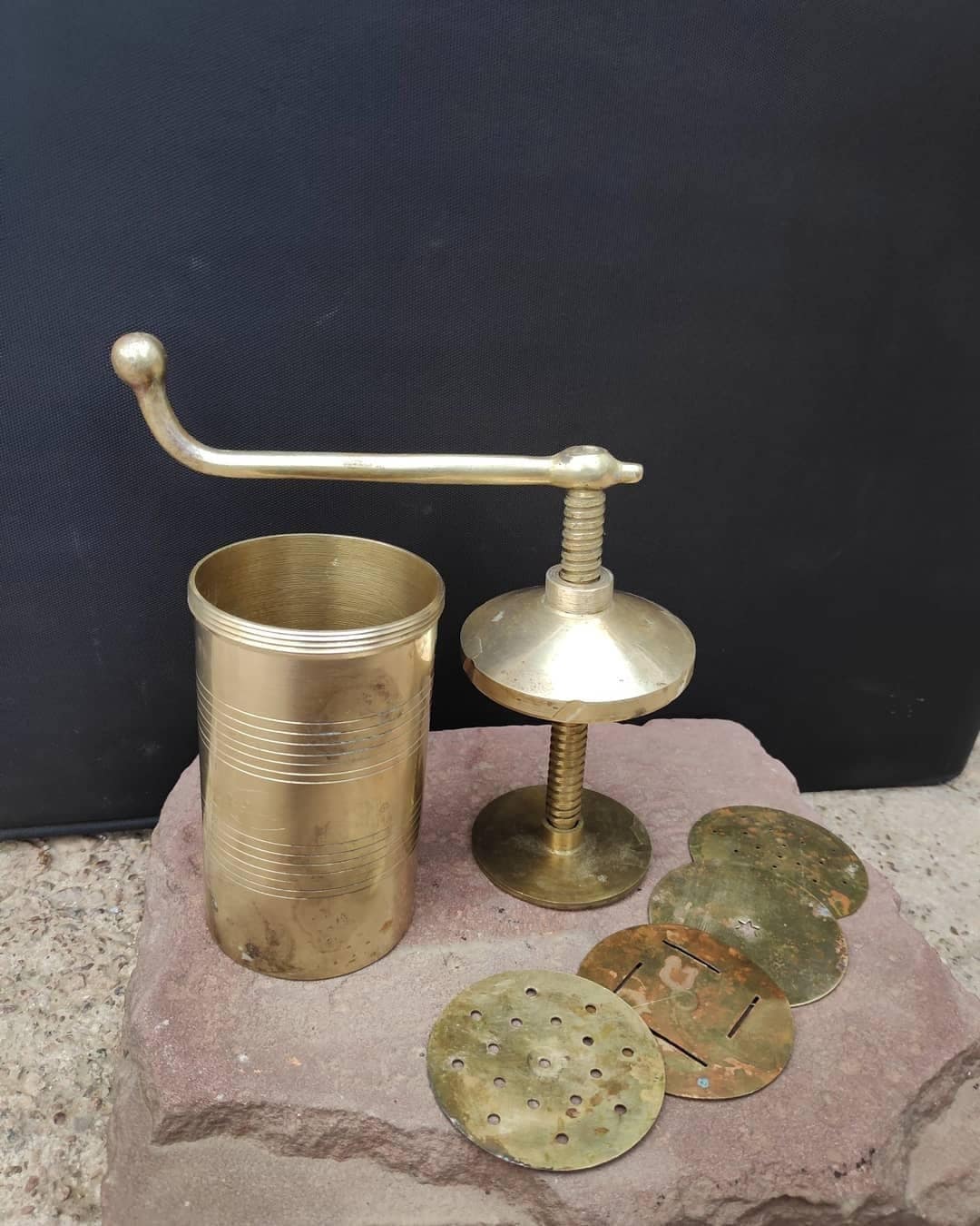 Vintage Brass Sev Snacks Maker Machine With 4 Different Jali Plates for ...