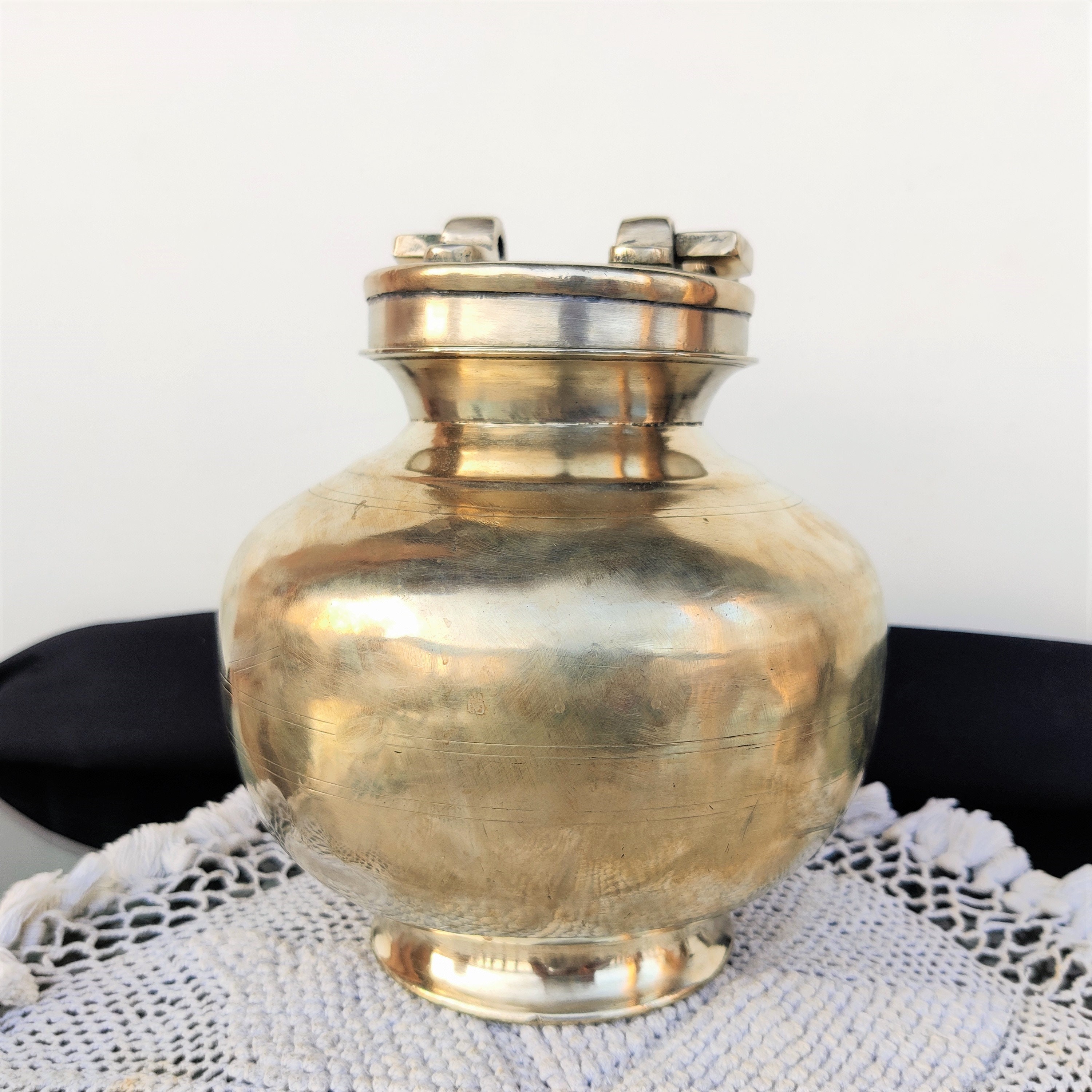 Vintage Very Rare German Silver Round Belly Water Vessel With Lid ...