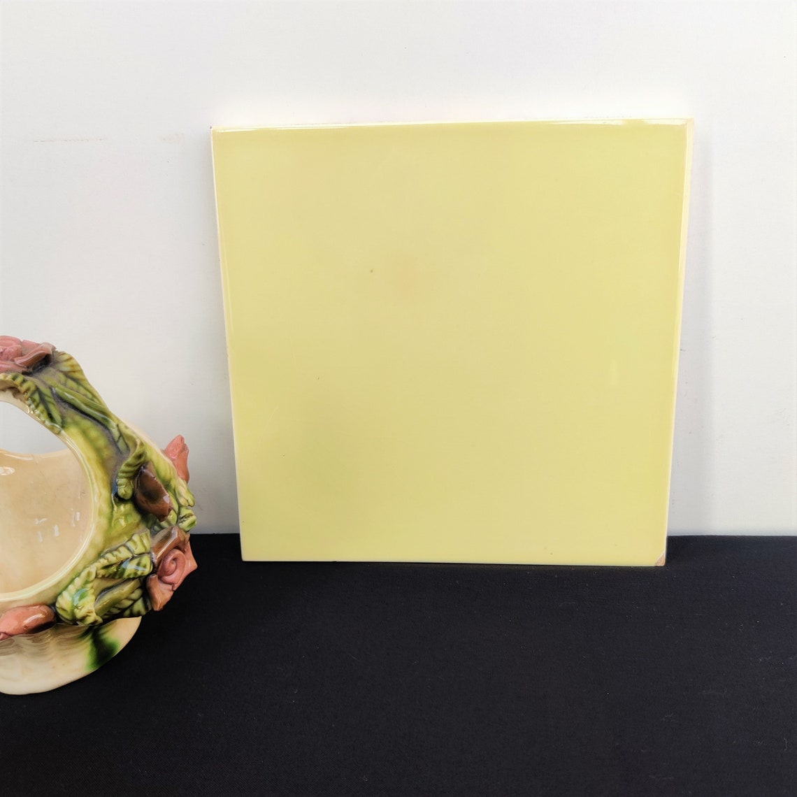 Vintage Pastel Lemon Yellow Architecture Tile Saji Trademark Japan ...