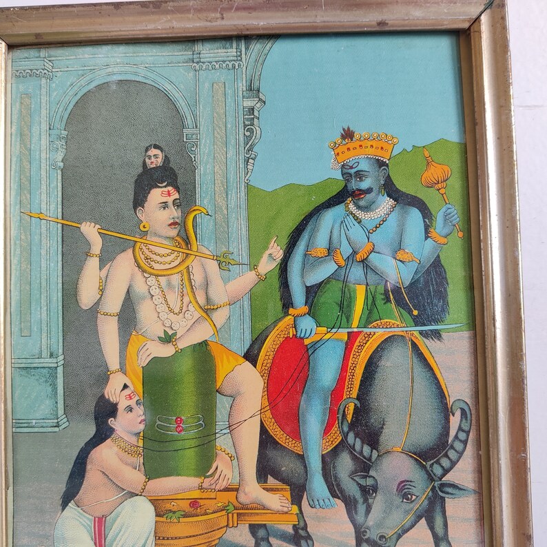 Vintage Raja Ravi Varma Printing Press Print of 'markandeya' and Lord ...