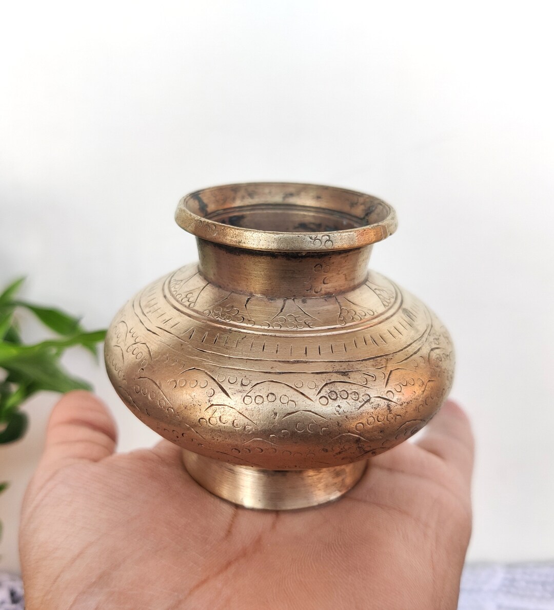 Antique Brass Cute Engraved Water Pot | Brass Holy Water Pot | Antique ...