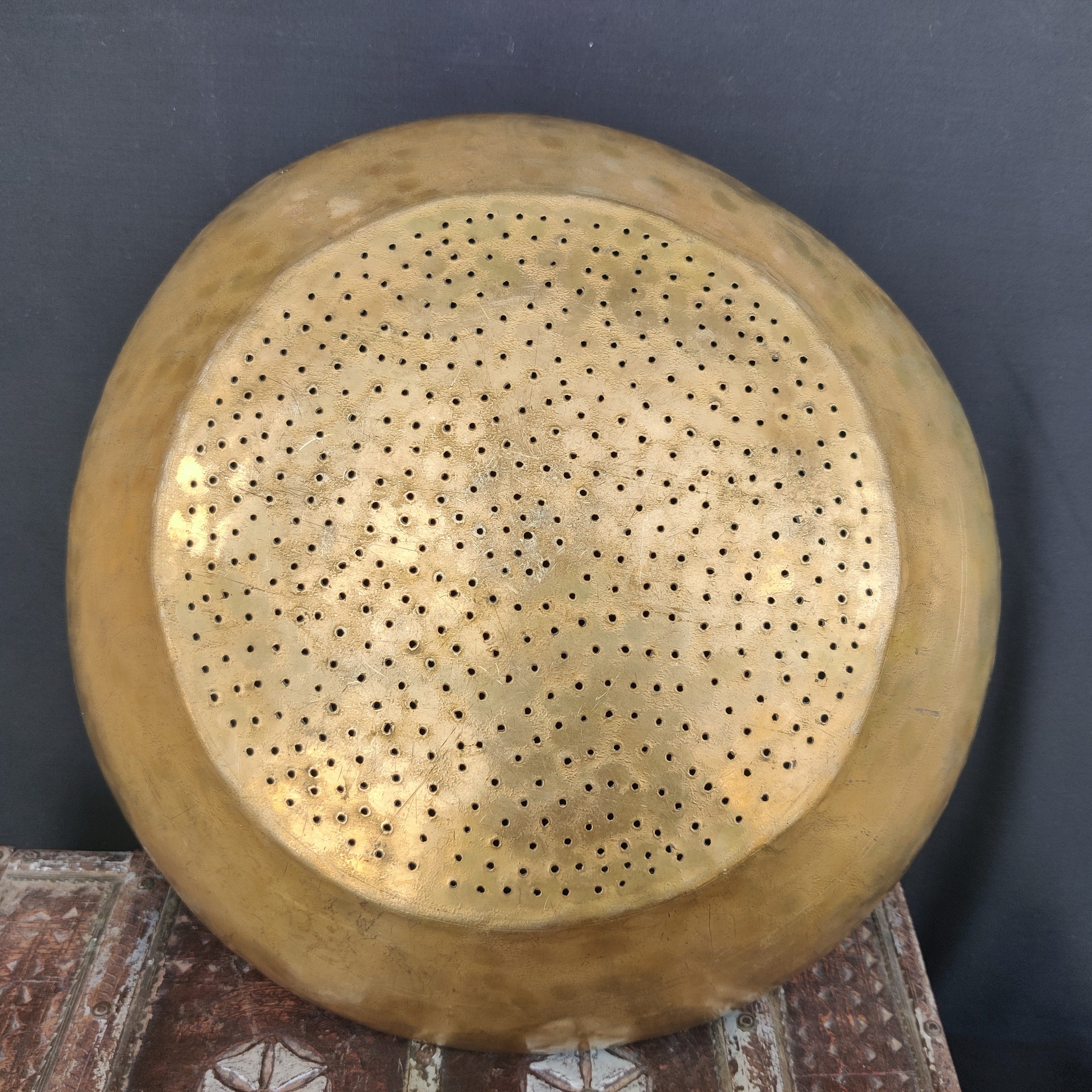 Antique Brass Colander/strainer Unique Hand Beaten Round - Etsy