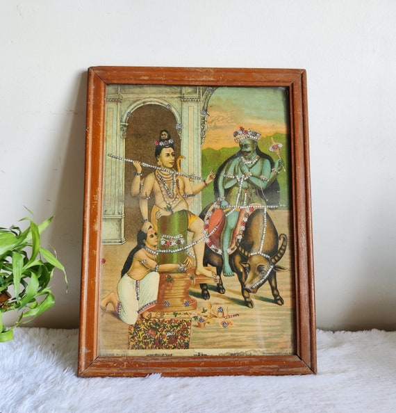 Vintage Raja Ravi Varma Printing Press Embellished Print of - Etsy