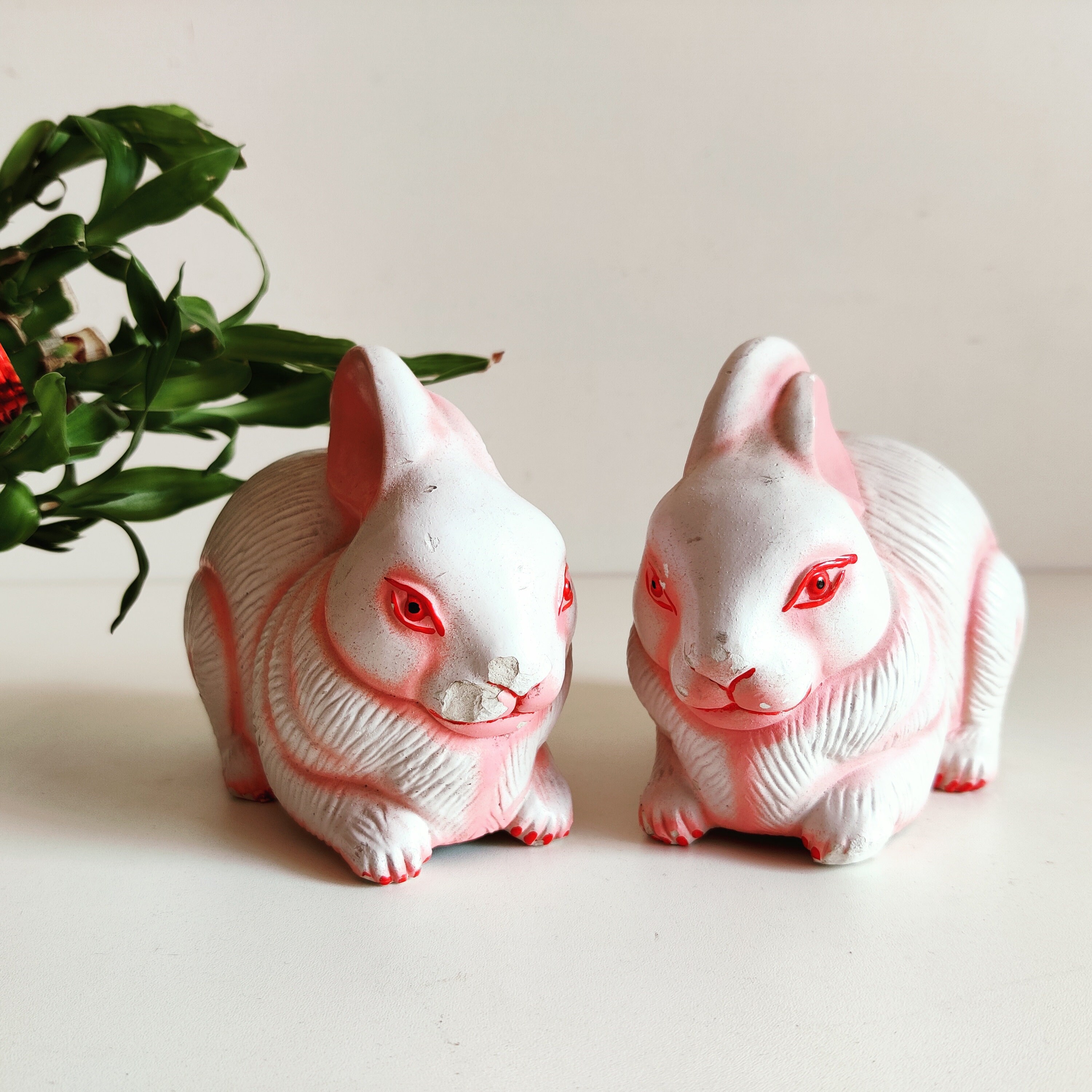 Antique Terracotta Handmade Rabbit Figure Statue Set of 2 Antique ...