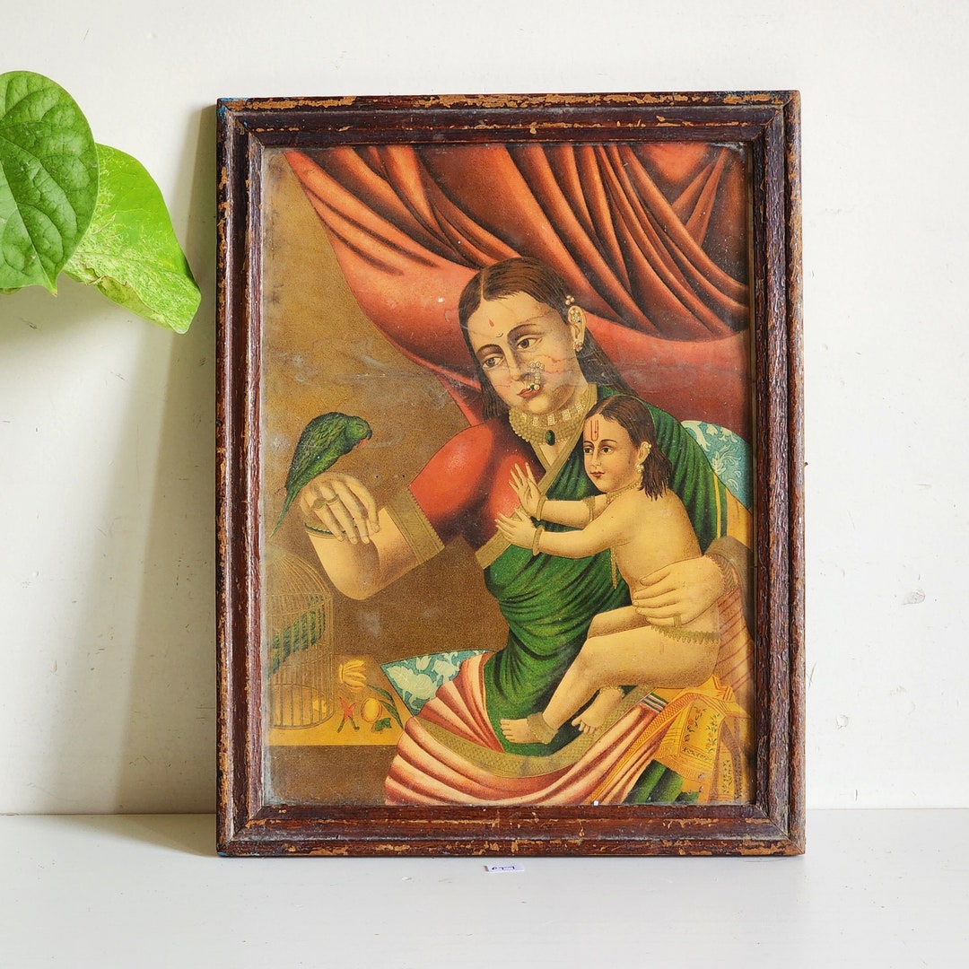 Vintage Print of Shri Rama Bal Roop Baby Rama With Mata Kaushalya ...