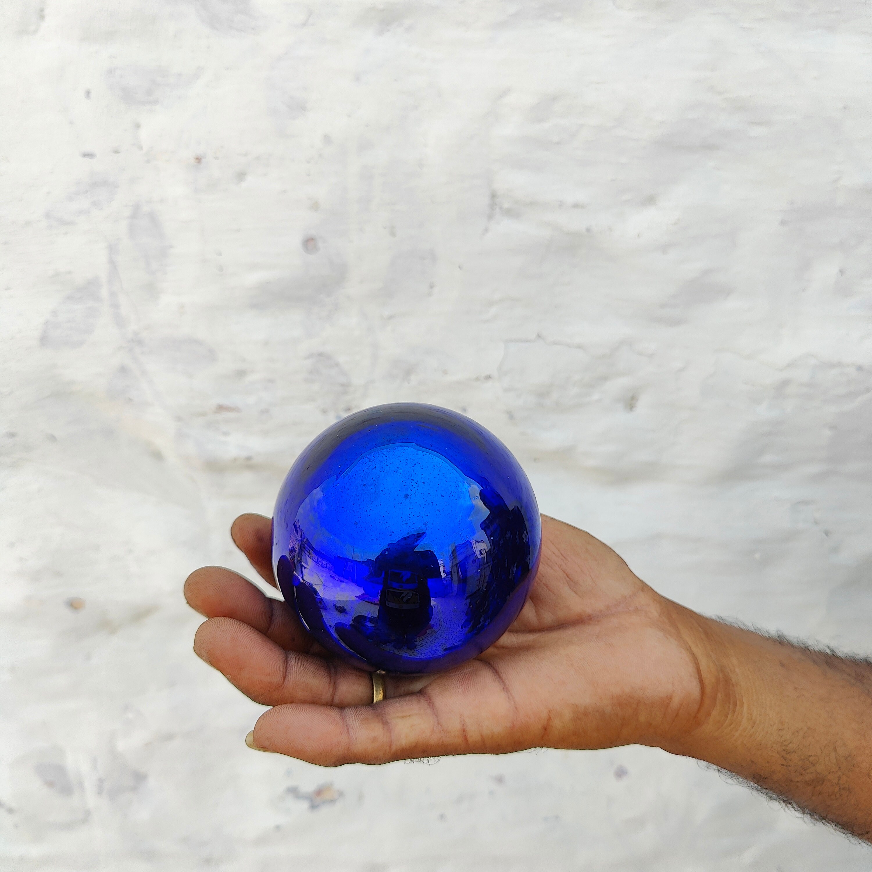 Antique Kugel 3.4" Cobalt Blue Glass Ball Christmas Ornament Germany ...