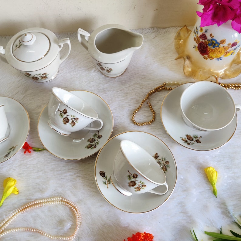 Antique Porcelain Tea Set With Flowers vintage 15 Piece Tea Service Set ...