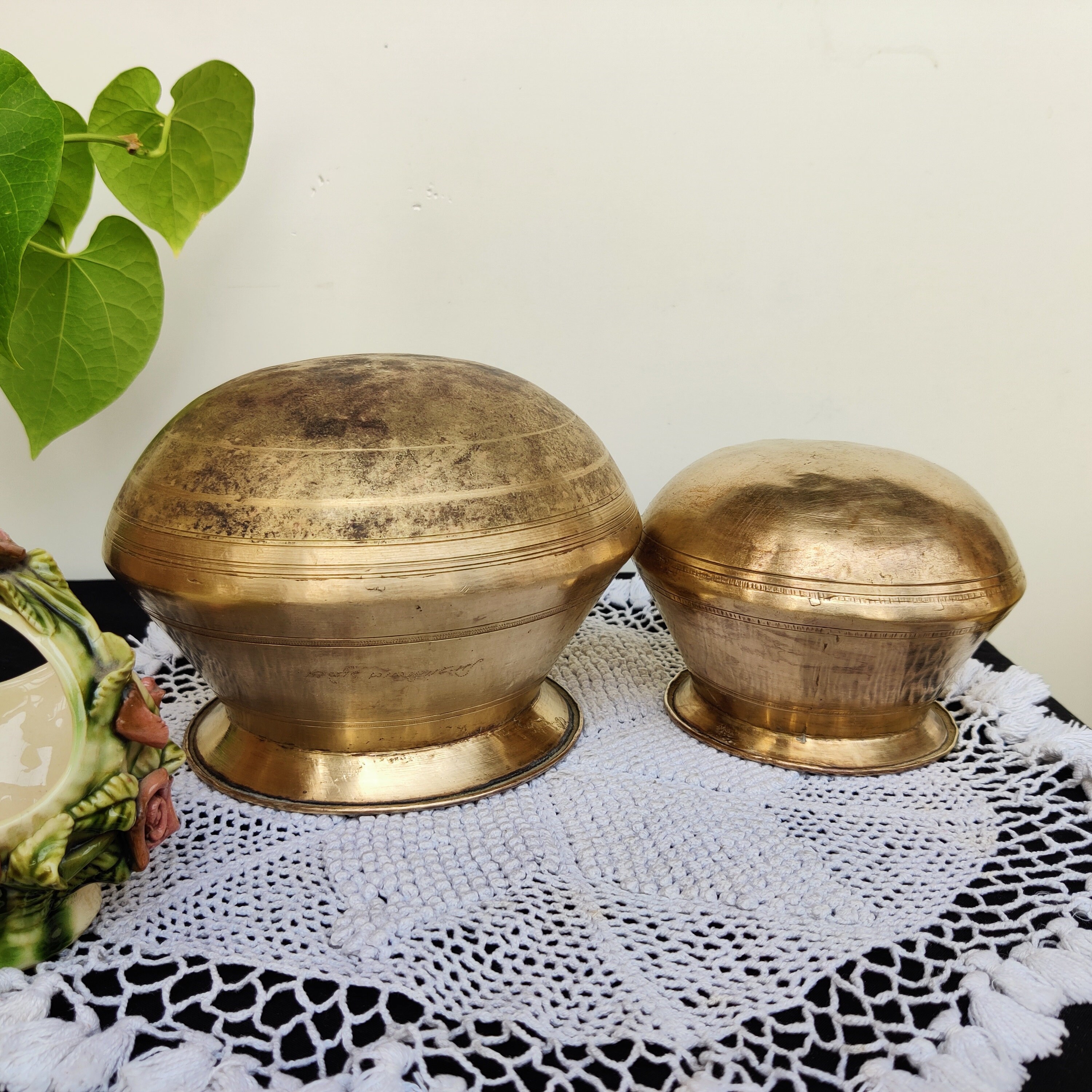 Antique Brass Solid Cooking Pot - Set of 2 | Antique Rice Pot | Brass ...