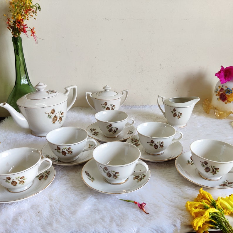 Antique Porcelain Tea Set With Flowers vintage 15 Piece Tea Service Set ...