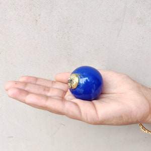 Antique Kugel 1.75" Blue Color Glass Ball Christmas Ornament Germany ...