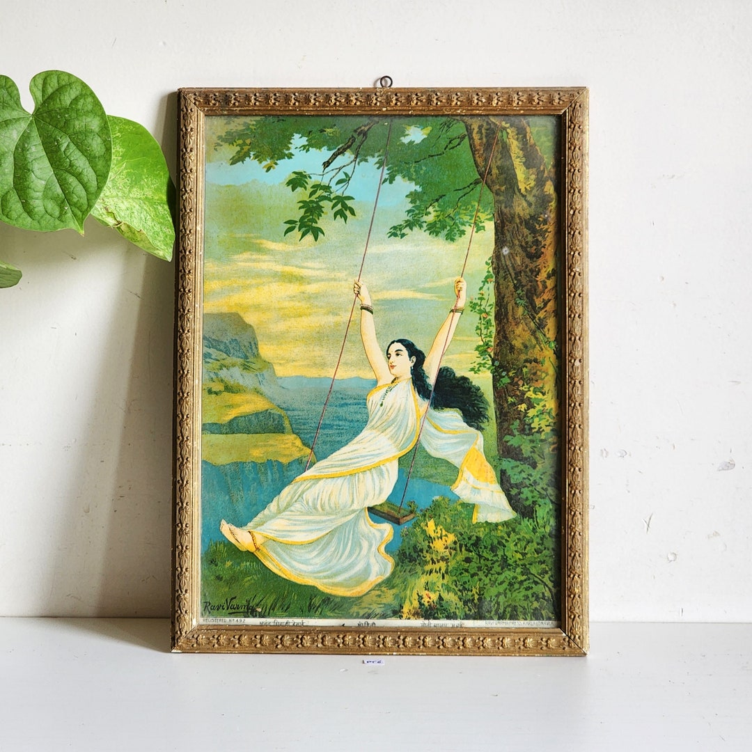Vintage 'mohini' Raja Ravi Varma Printing Press Print With Original ...