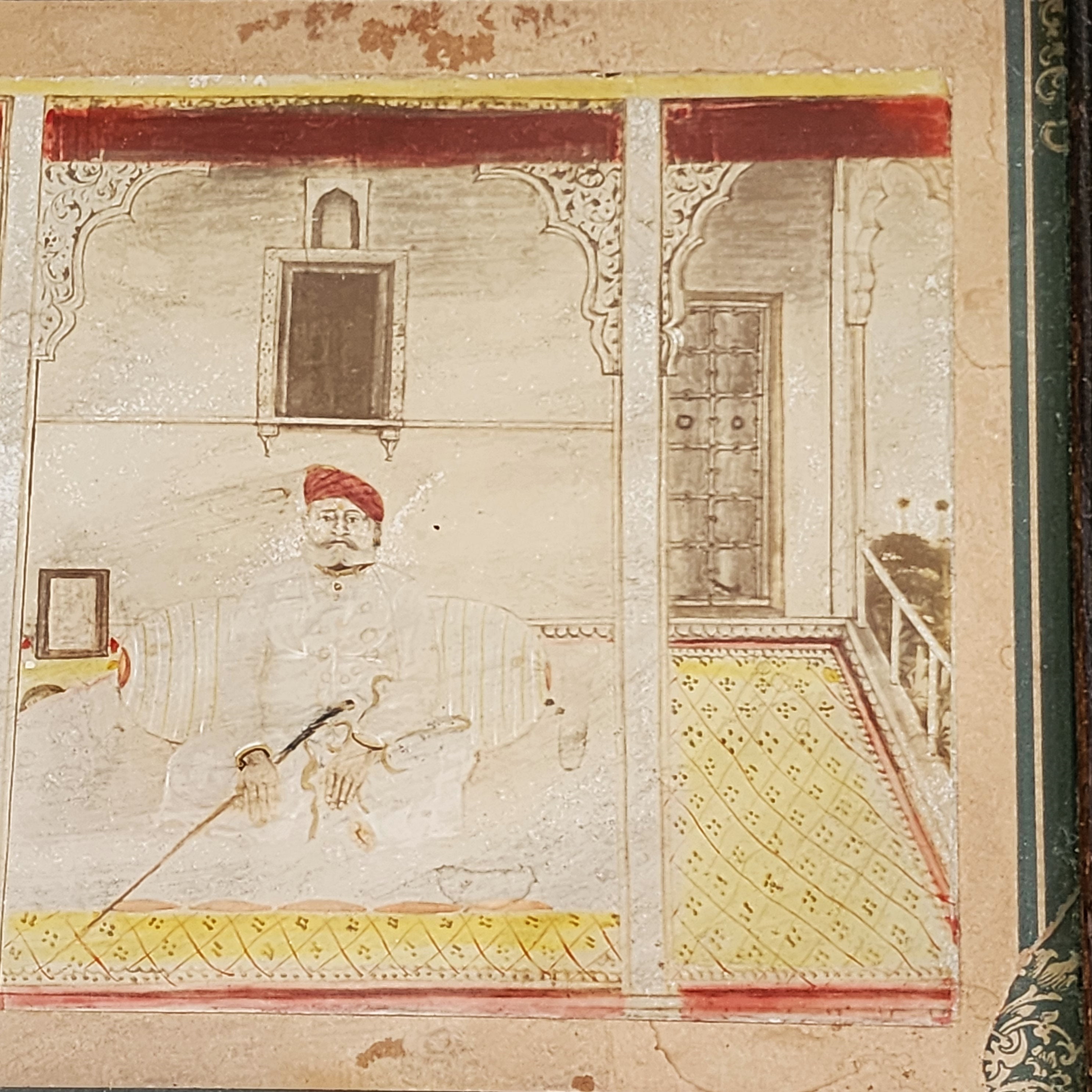 Vintage Rich Man (indian Seth) Hand Colored Black and White Well Framed ...