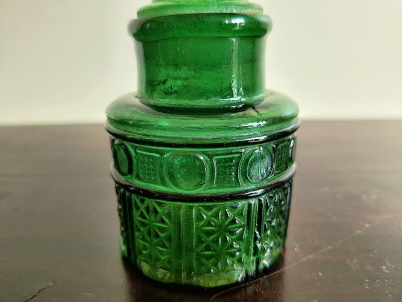 1940s Vintage Green Glass Candy Dish Jar With Lid Antique Glass Cookie ...