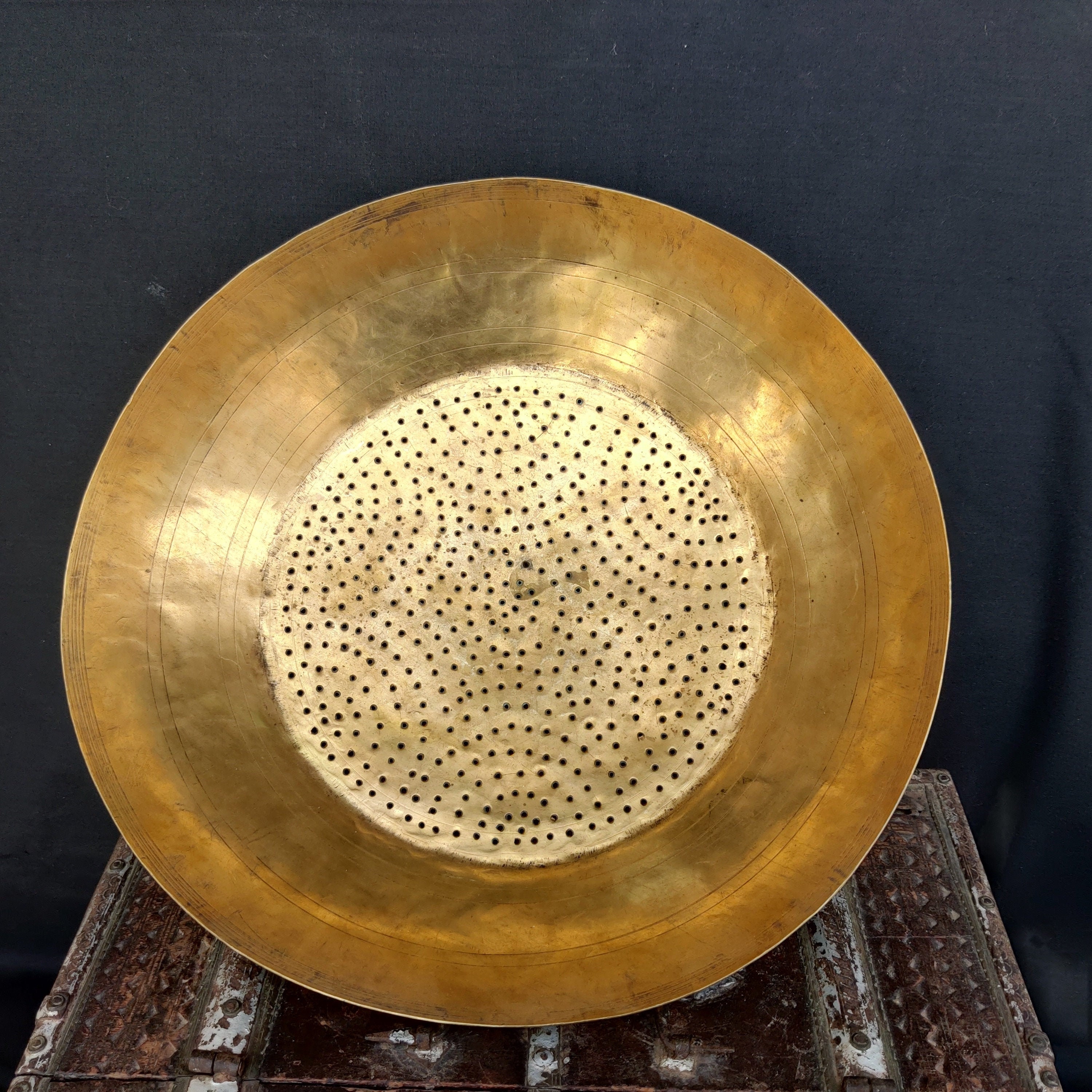 Antique Brass Colander/strainer Unique Hand Beaten Round - Etsy