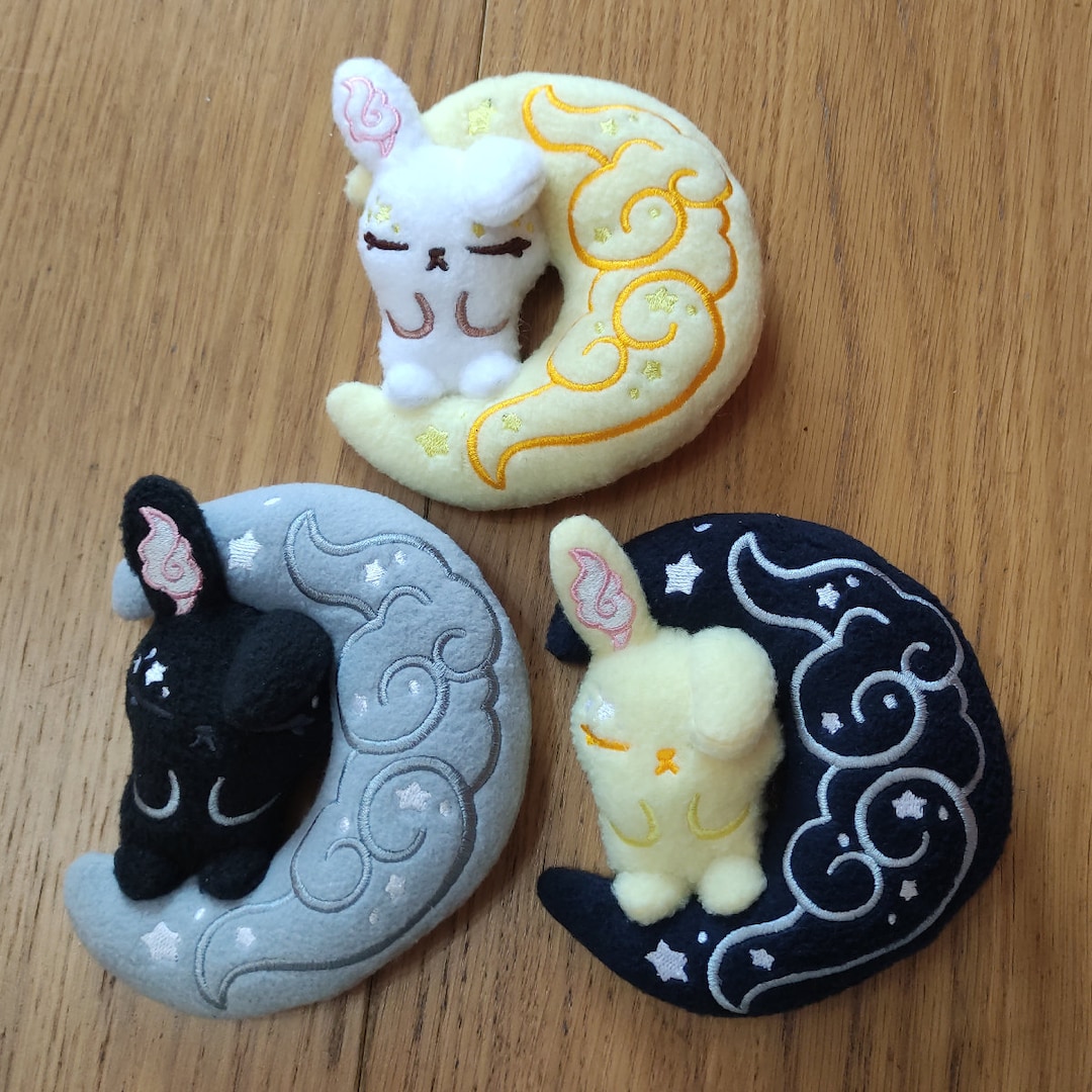Mini Moon Bunny Handmade Plushie Stuffed Toy - Ready to Ship - Three ...