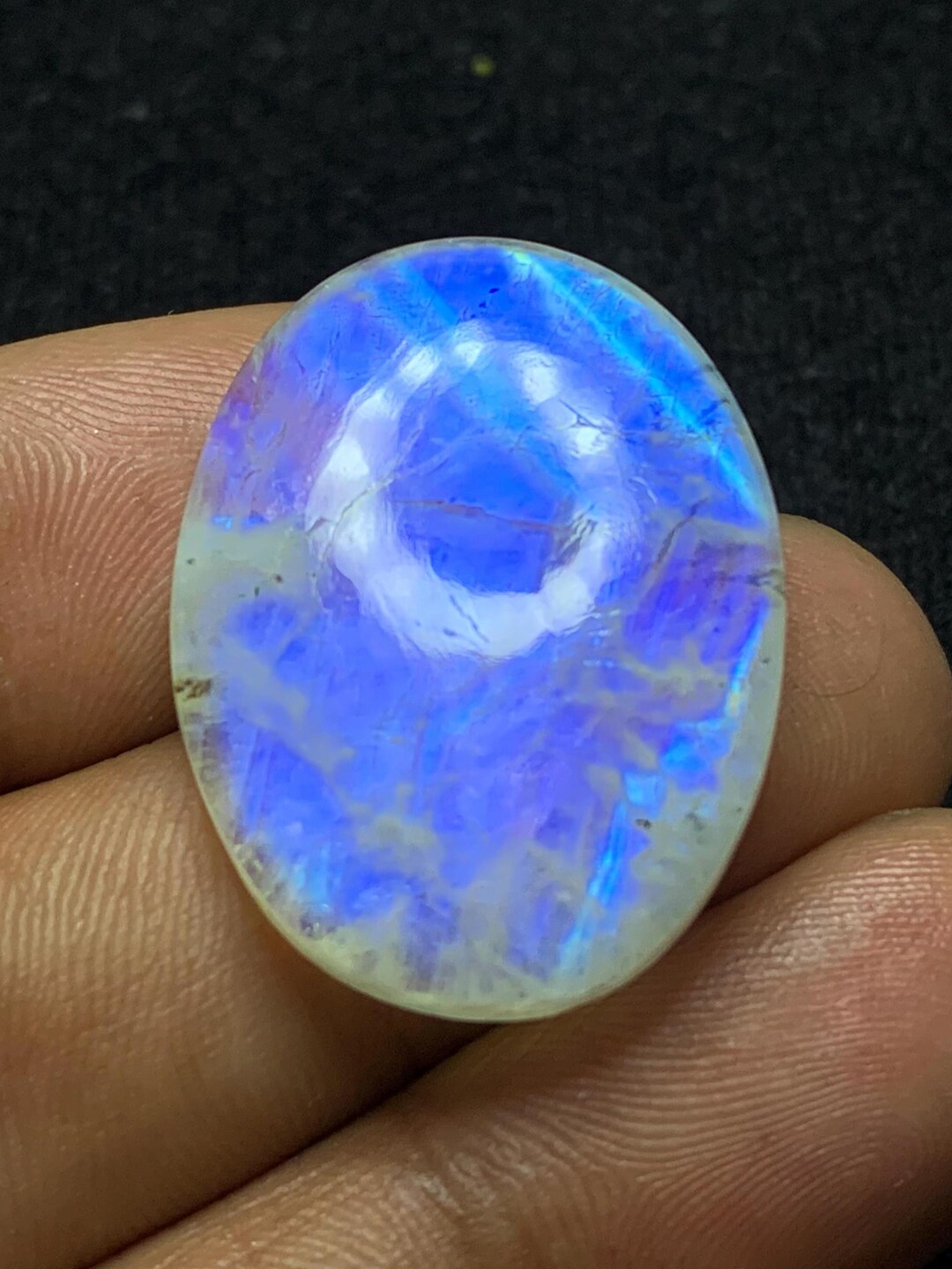 Natural Blue Fire Rainbow Moonstone Smooth Oval Shape Cabochon Loose ...