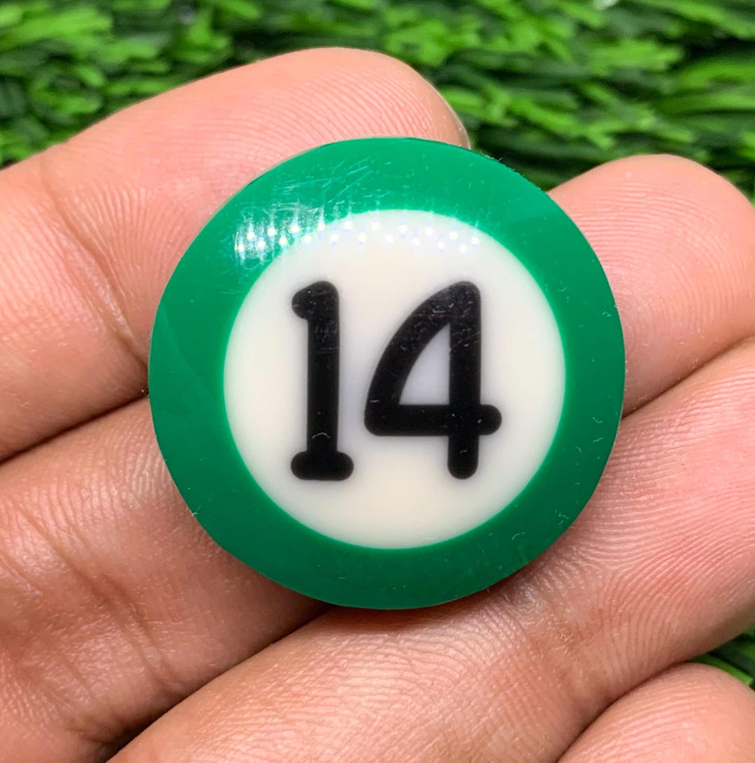 Billiards Pool Ball Number 14 Green 27x9mm Round Cabochon Loose ...
