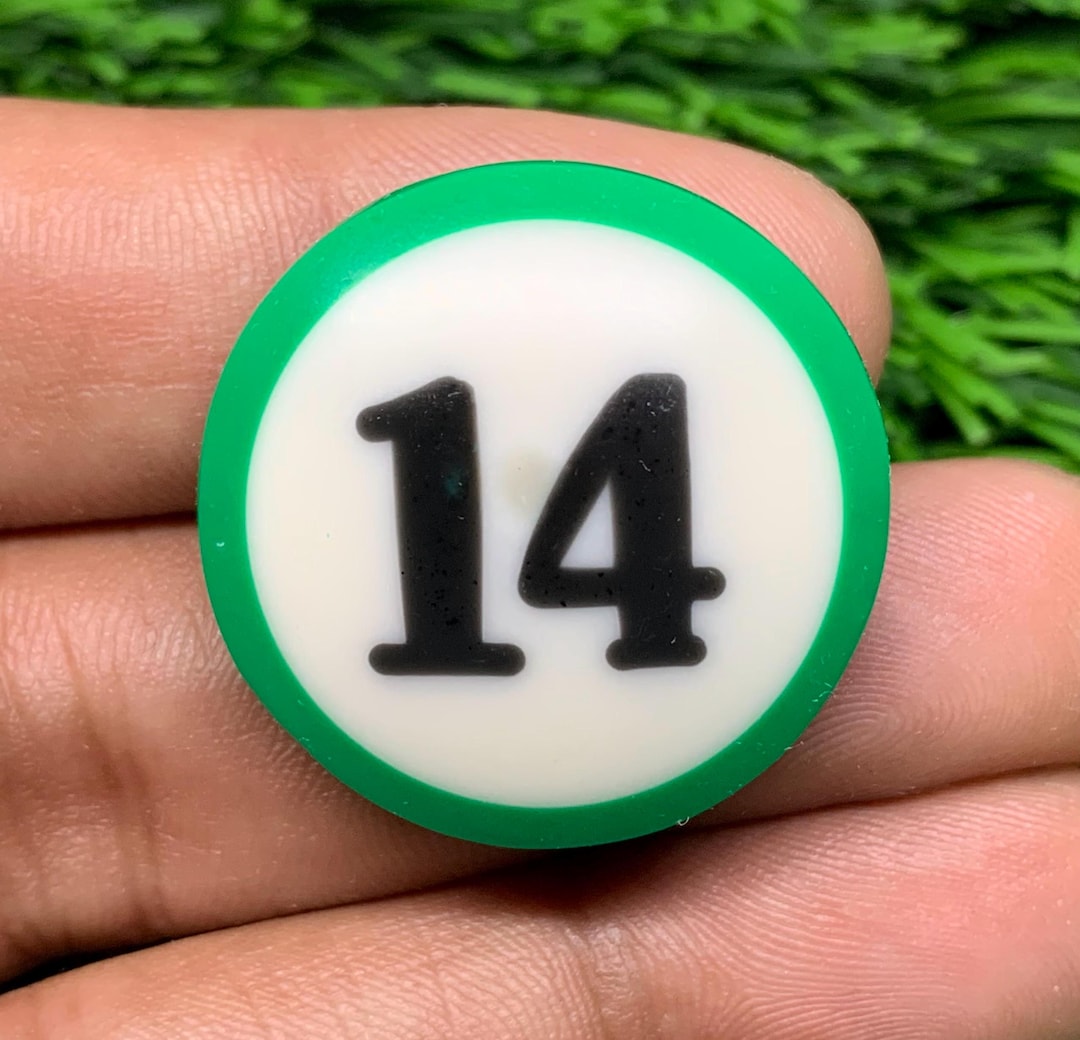 Billiards Pool Ball Number 14 Green 28x9mm Round Cabochon Loose ...