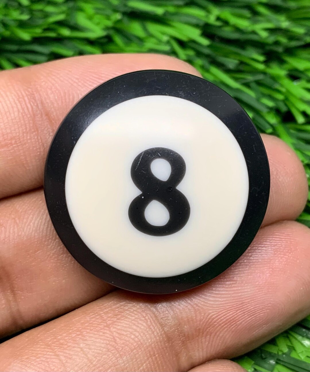 Billiards Pool Ball Number 8 Black 30x9mm Round Cabochon Loose Gemstone ...