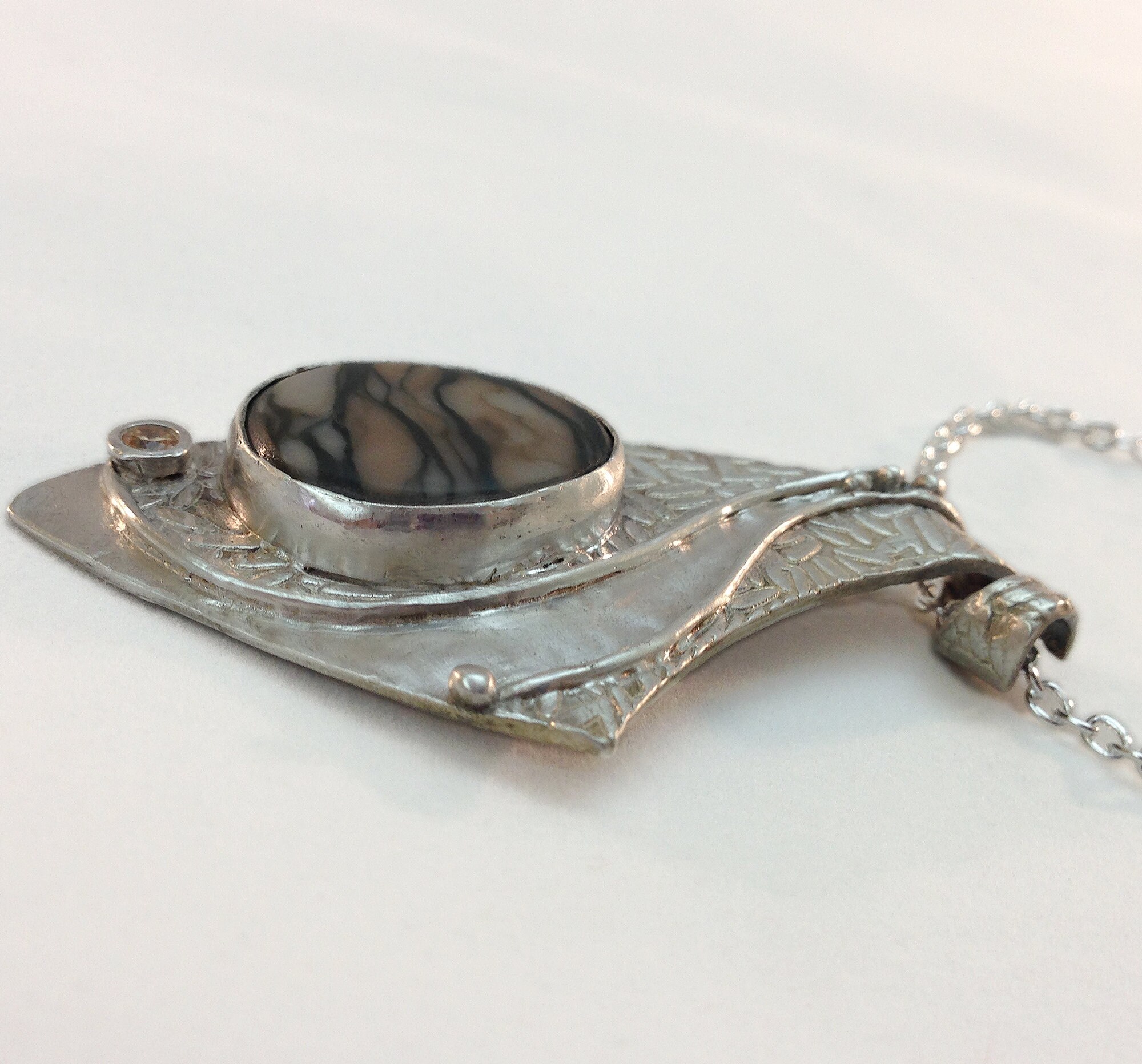 Silver Pendant, Silver Necklace, Abstract Statement Jewelry, Metal Clay ...