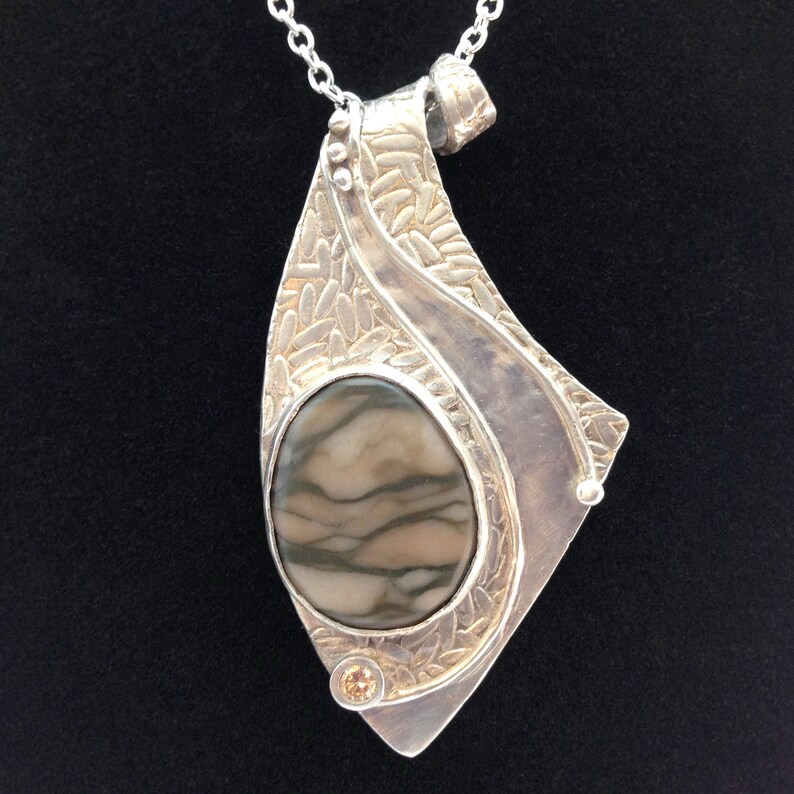 Silver Pendant, Silver Necklace, Abstract Statement Jewelry, Metal Clay ...