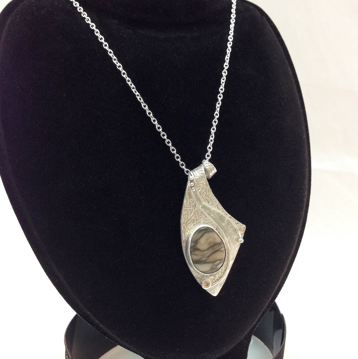 Silver Pendant, Silver Necklace, Abstract Statement Jewelry, Metal Clay ...