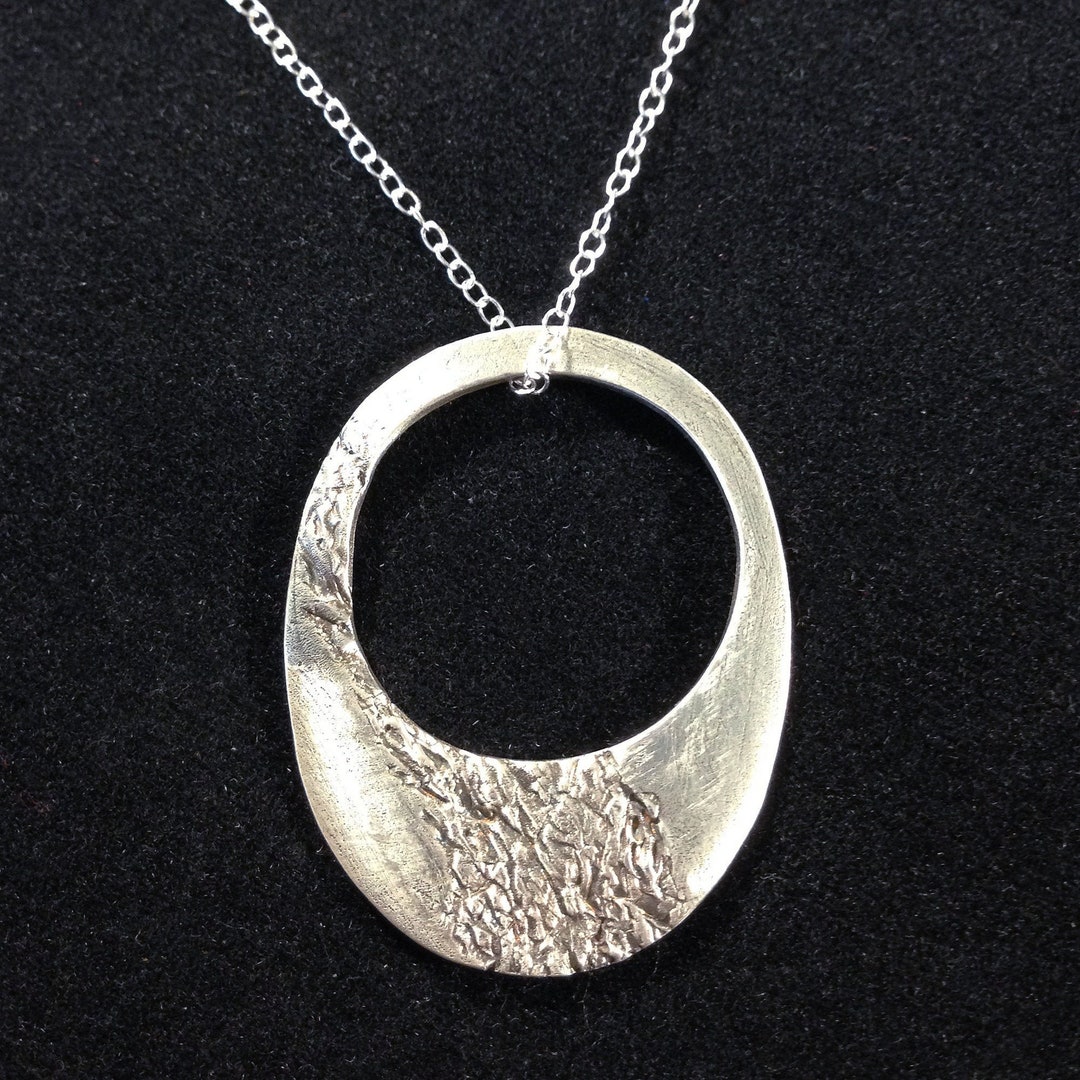 Silver Pendant, Silver Necklace, Circle Shapes With Texture, Unique Art ...