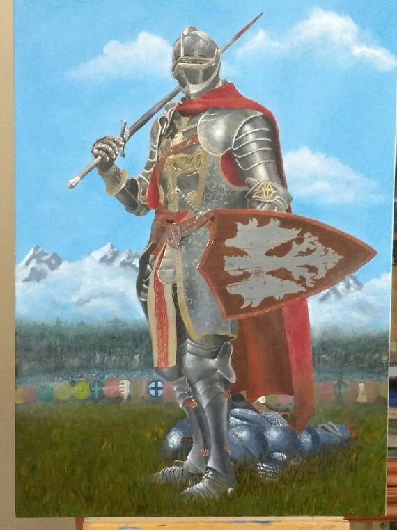 Warrior Battle Scene Military Landscape Oil on Canvas | Etsy