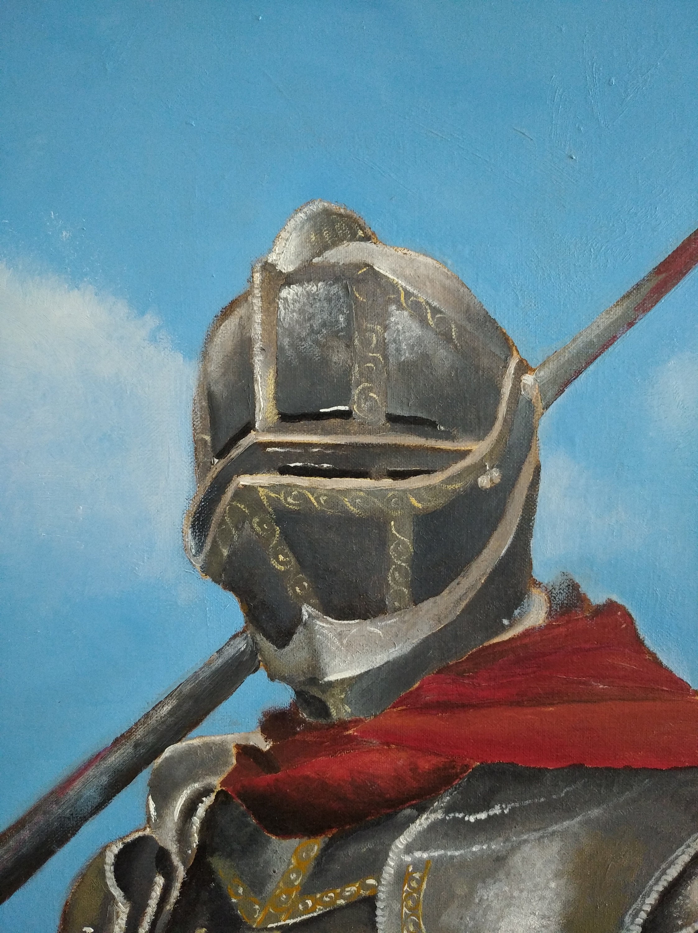 Warrior, Battle Scene, Military, Landscape, Oil on Canvas, Original ...