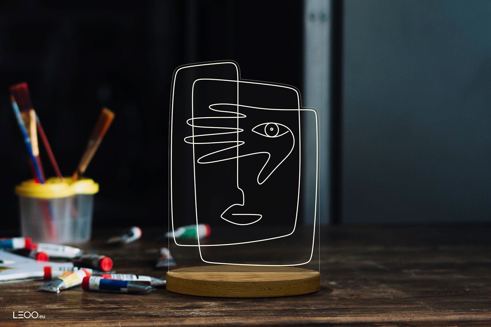 ART series lamp face with eye led lamp decoration desk | Etsy