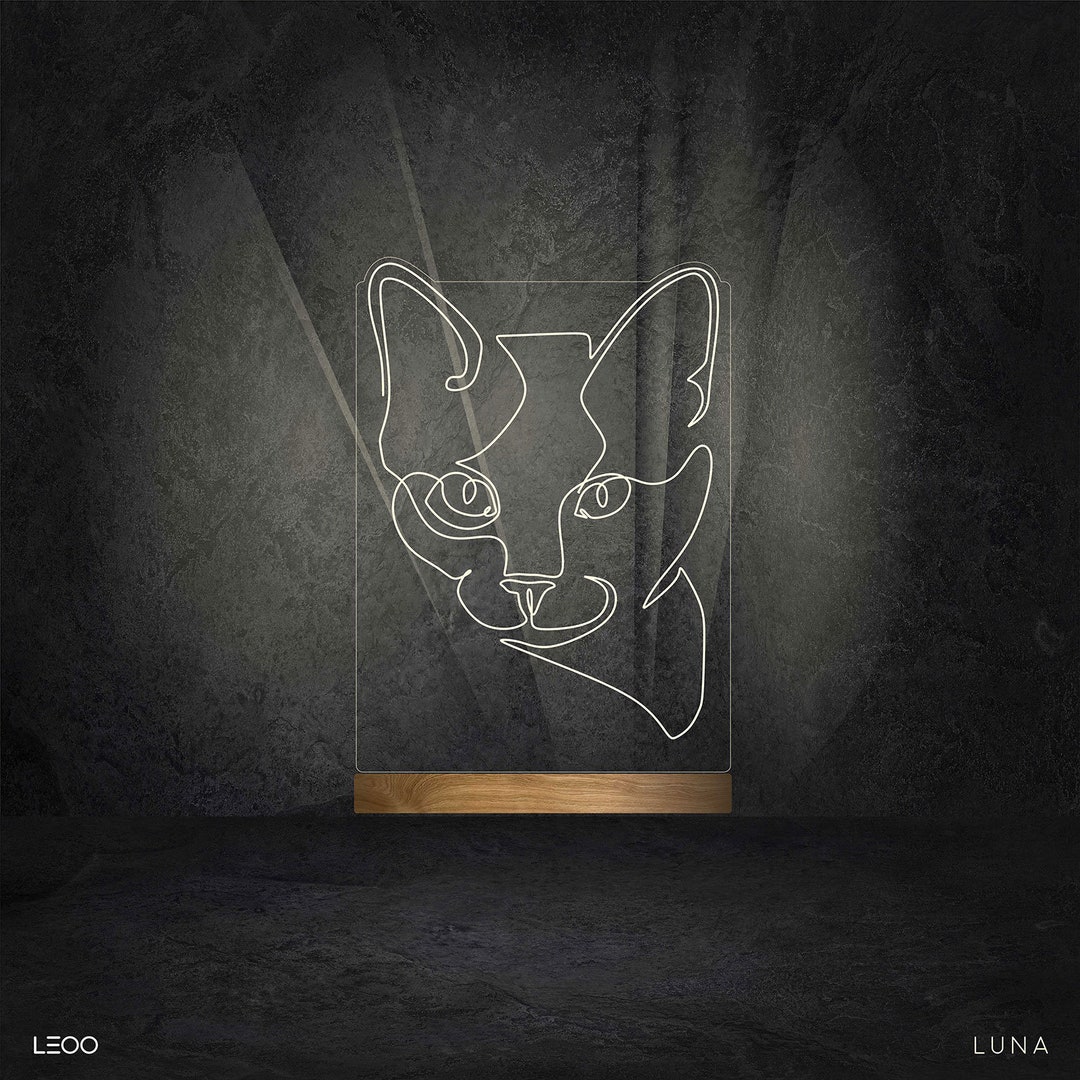 Cat Mini Neon Luna Personalised Led Lamp Decoration Desk Lamp USB Lamp ...