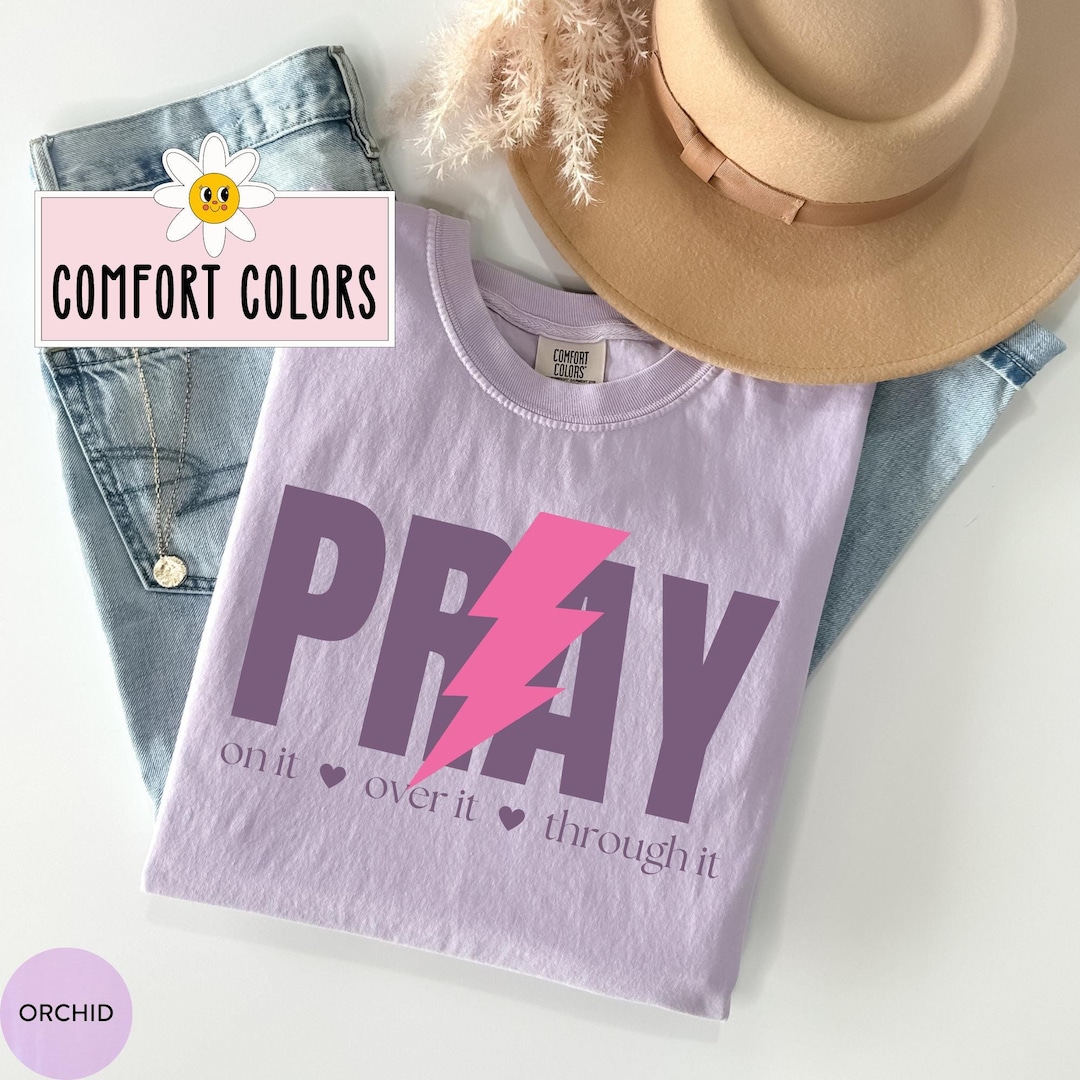 Comfort Colors® Pray Shirt Lightning Bolt Christian Apparel Pray on It ...