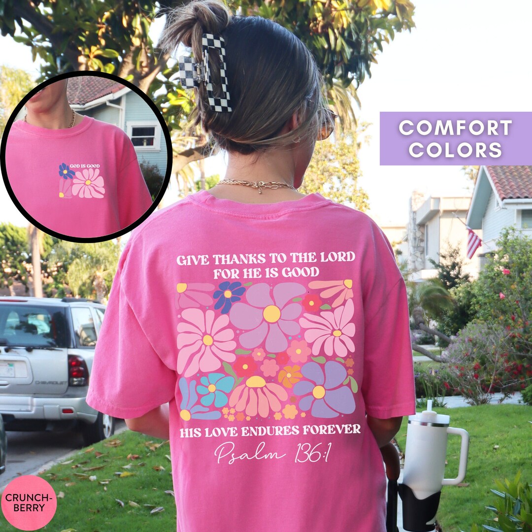 Boho Flower Christian Shirt for Women Bible Verse Tshirt Psalm 136 T ...