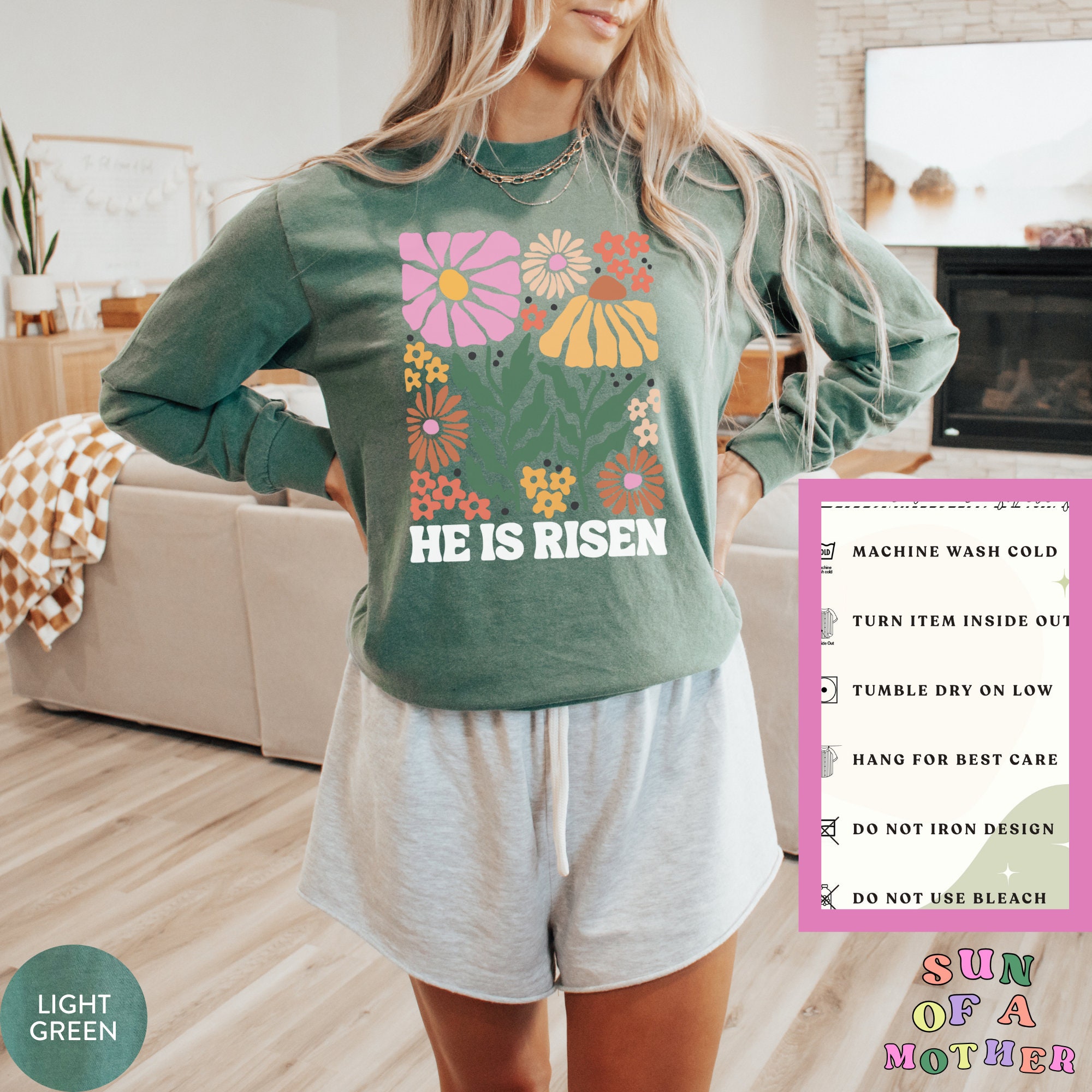 He is Risen Shirt Religious Easter Shirt Christian Tshirt Oversized ...