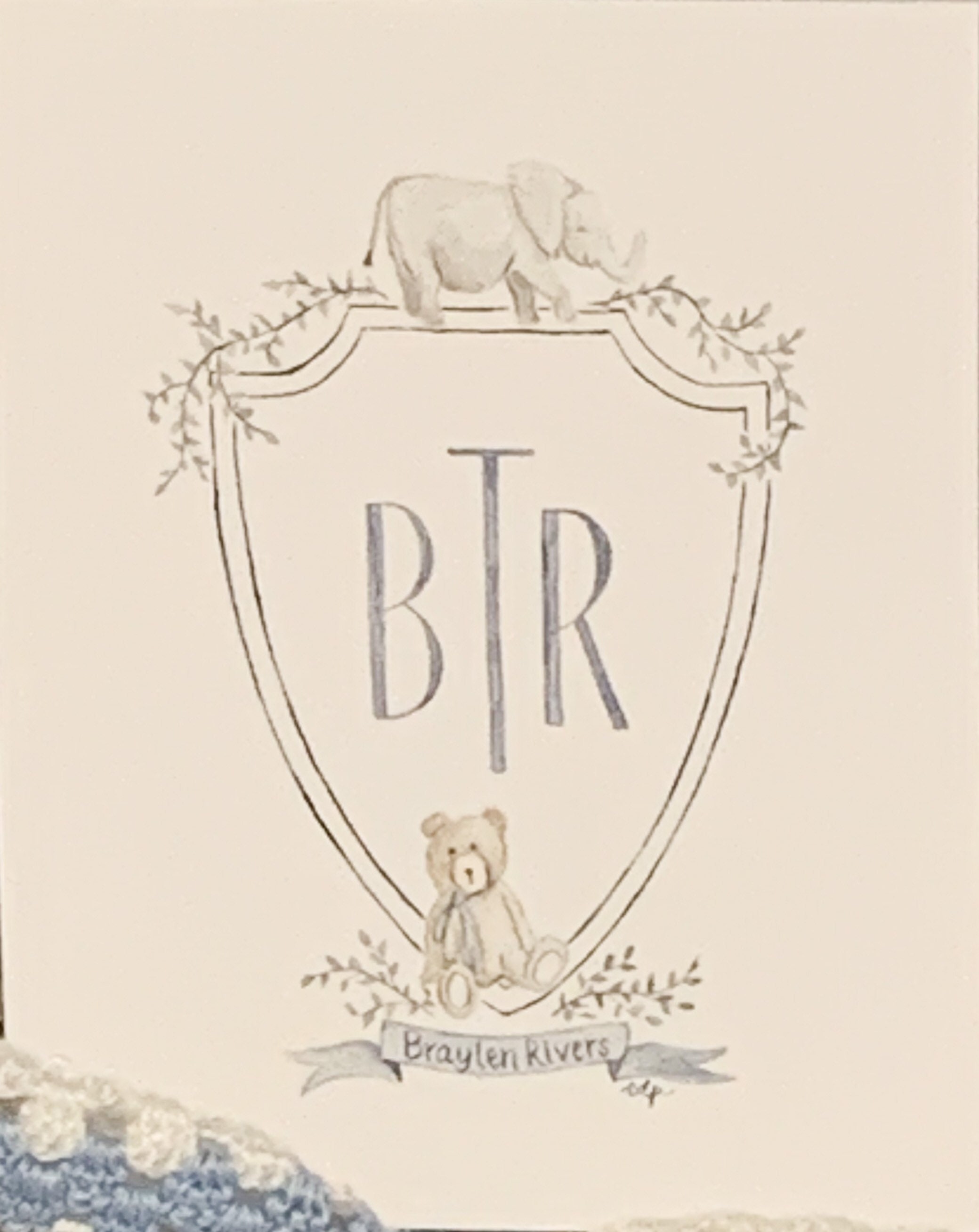 Baby Crest Nursery Monogram Watercolor Nursery Decor - Etsy