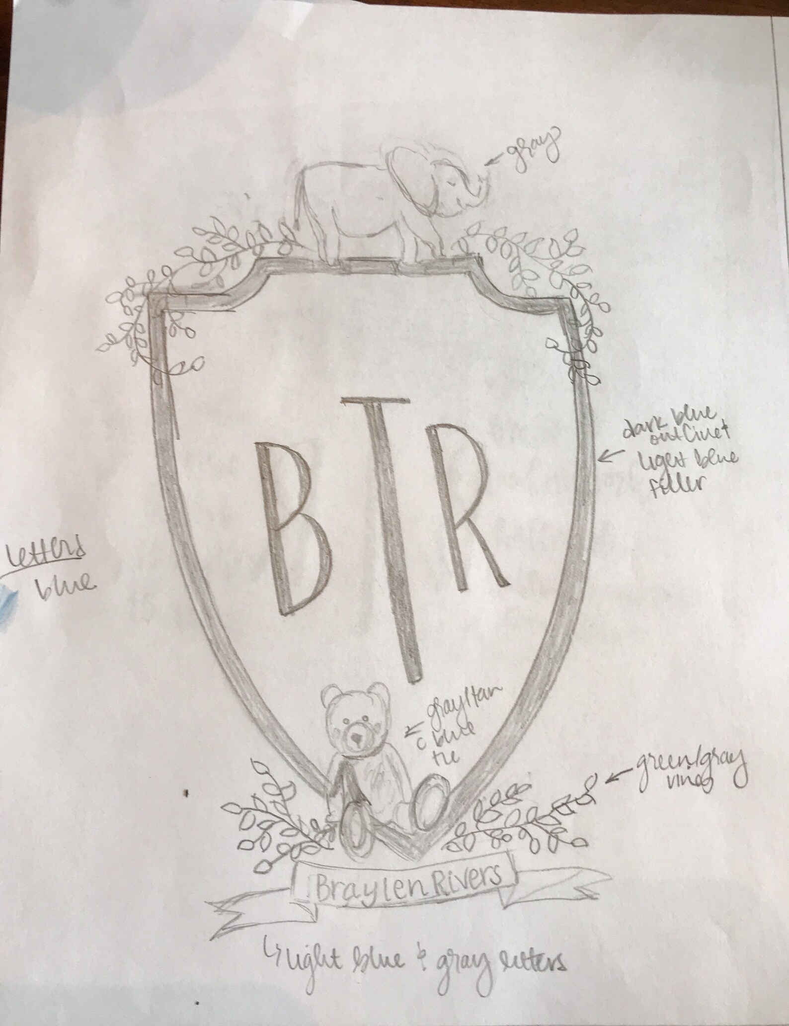 Baby Crest Nursery Monogram Watercolor Nursery Decor - Etsy