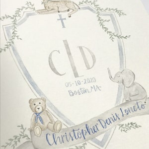 Baby Crest - Nursery Monogram - Watercolor Nursery Decor - Nursery ...