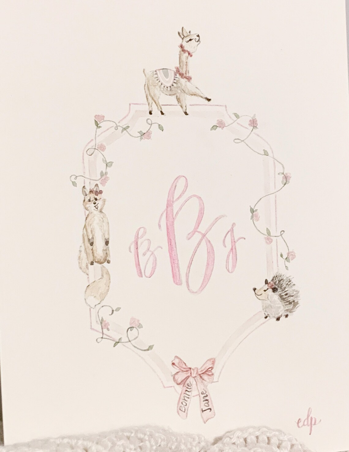 Baby Crest Nursery Monogram Watercolor Nursery Decor - Etsy