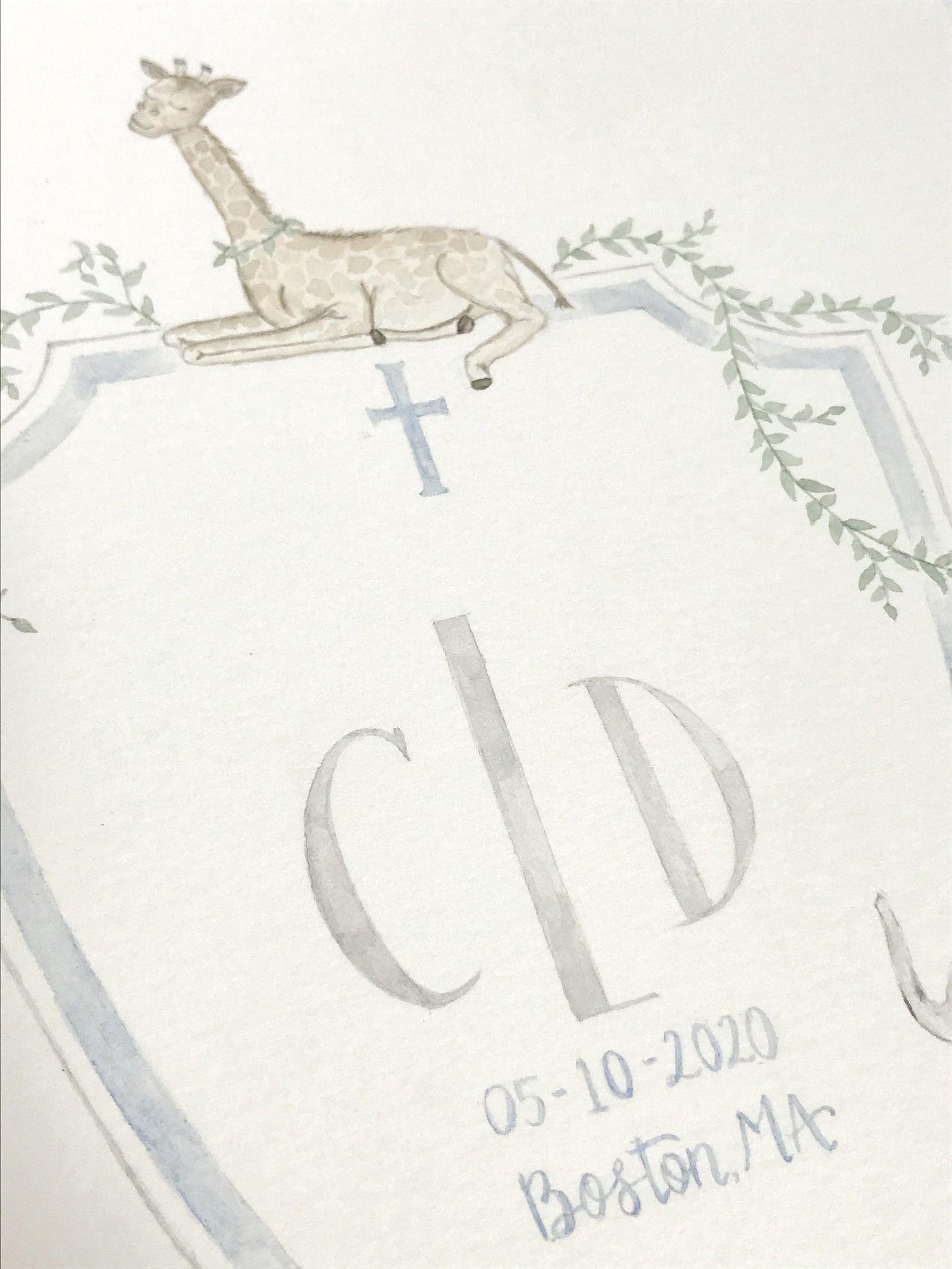 Baby Crest Nursery Monogram Watercolor Nursery Decor | Etsy