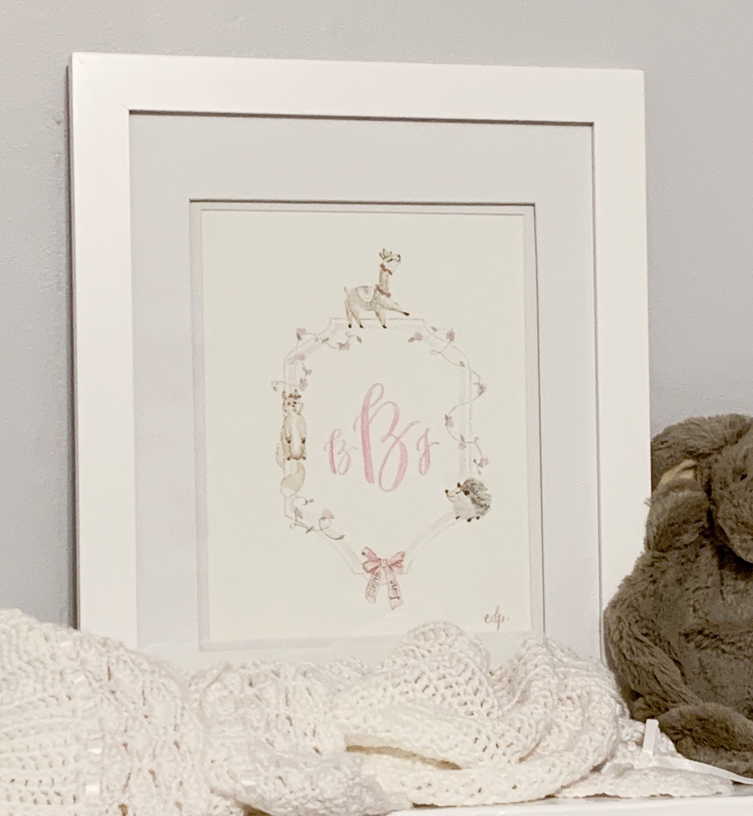 Baby Crest Nursery Monogram Watercolor Nursery Decor - Etsy