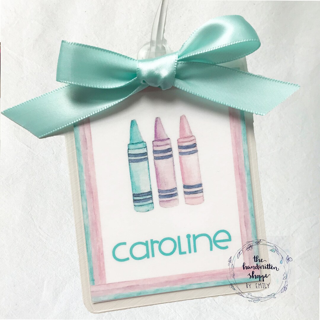 Personalized CRAYONS Name Tag - Back to School Supplies -diaper Bag Tag ...