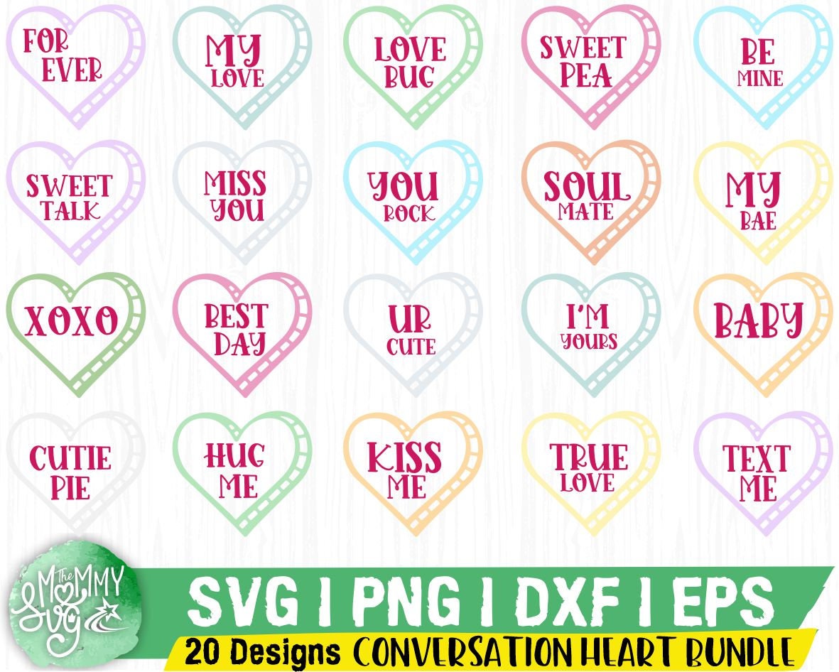 Conversation Hearts Svg Valentines Day Svg Candy Heart Svg | Etsy